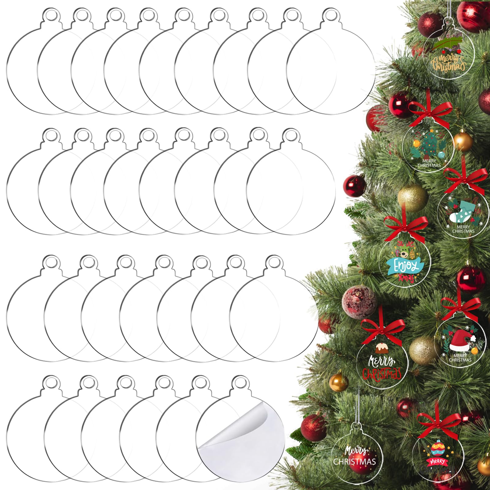 Amazon.com: 50 Pack Christmas Tree Ornaments Blanks - 4 Inch Clear ...