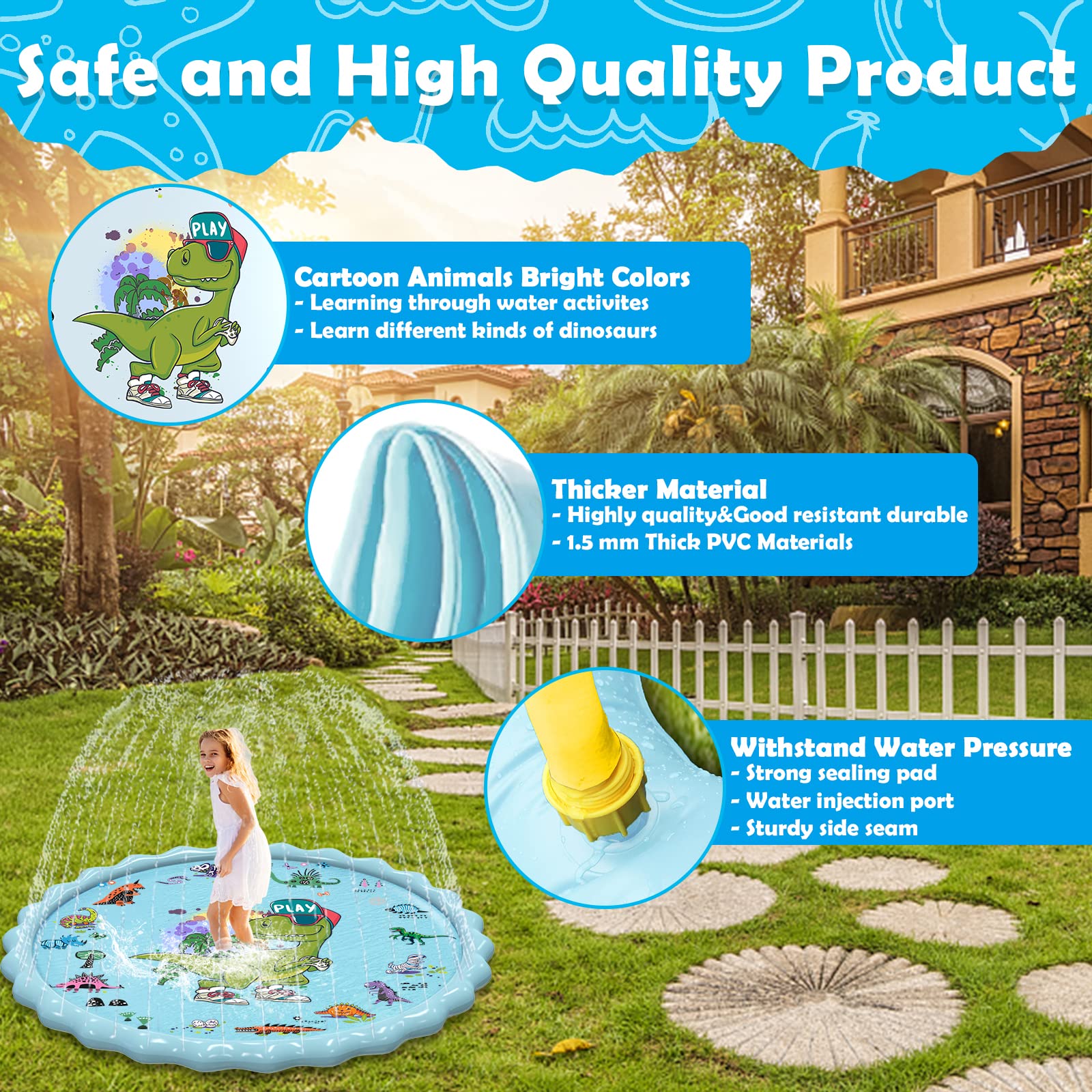 Snapklik.com : Toffos Large Splash Pad, Sprinkler For Dogs And Kids, 0 ...