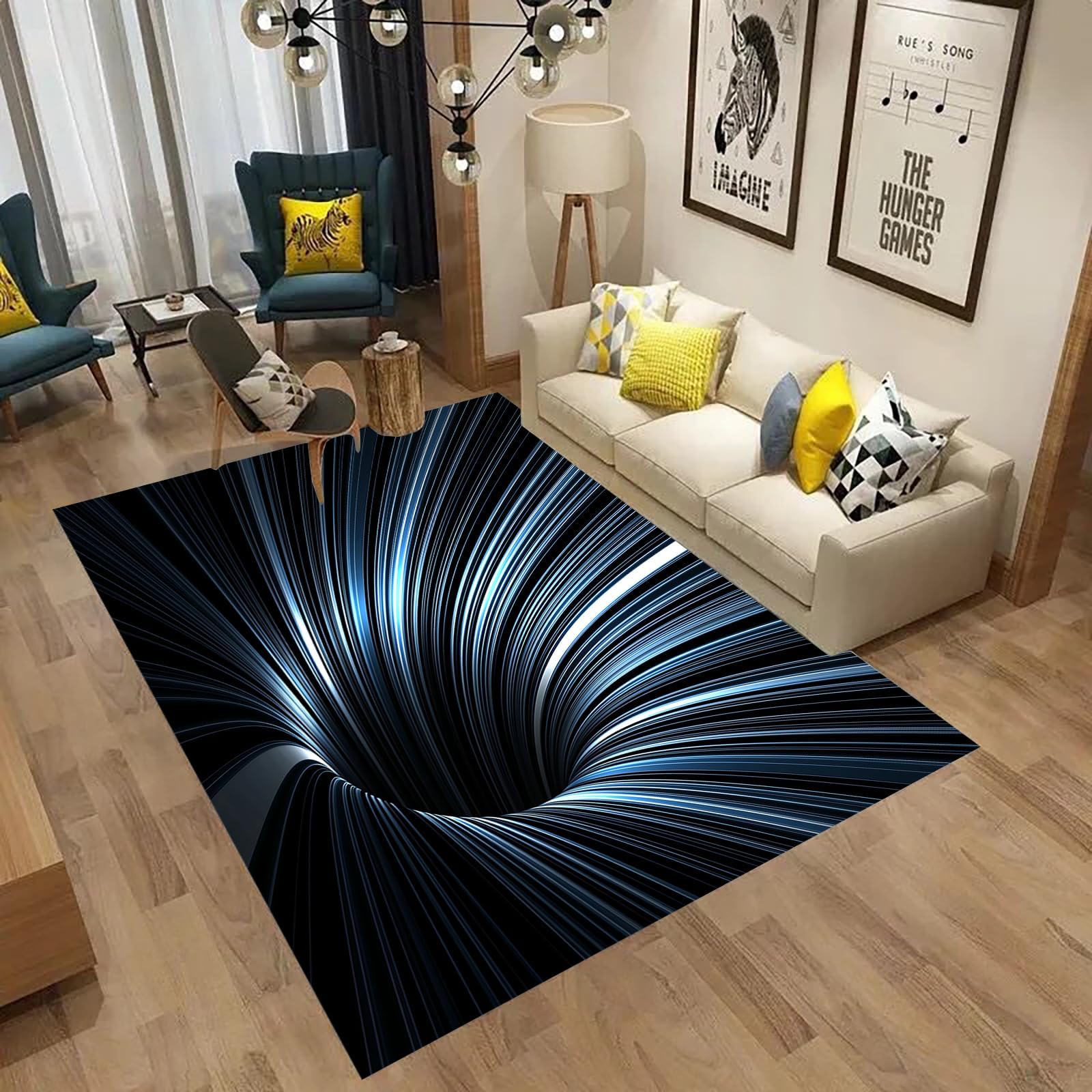 Amazon.com: VHOMES 3D Vortex Illusion Rug Game Area Rug Non-Slip Visual ...