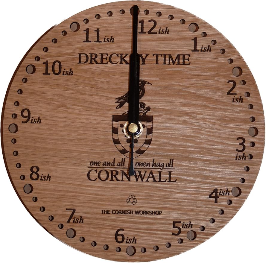 Amazon.com: Dreckly ish Time Cornish Oak Veneered Recycled Wood Bespoke ...