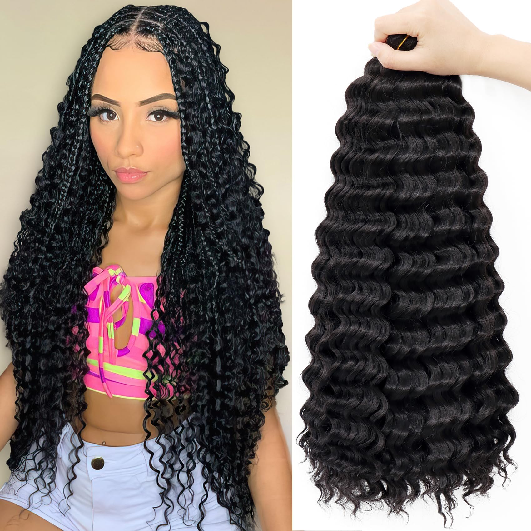 Amazon.com : Eerya Ocean Wave Crochet Hair 18 Inch 6 Packs Deep Wave ...