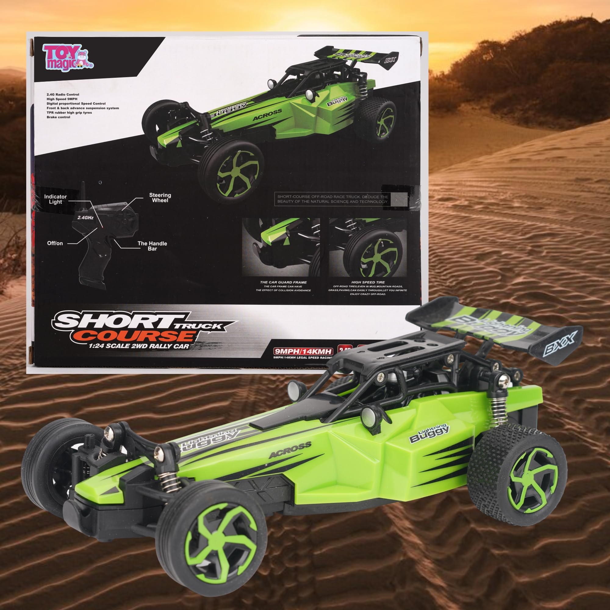 ToyMagic High-Speed 15 Km/Hr RC Car 1:24 Scale Rechargeable - Remote ...