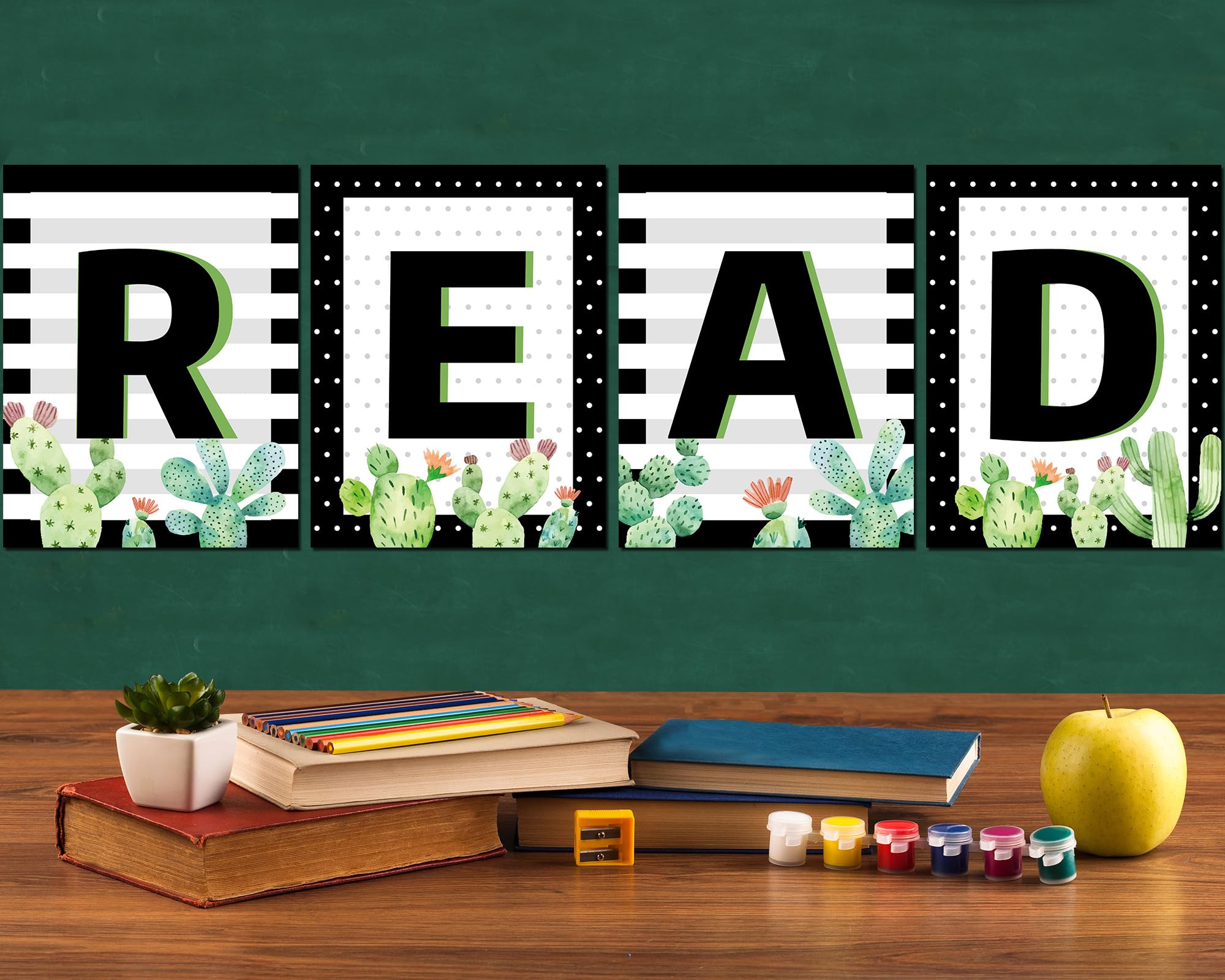 Amazon.com : Classroom Decorations Reading Poster for Teachers Cactus ...