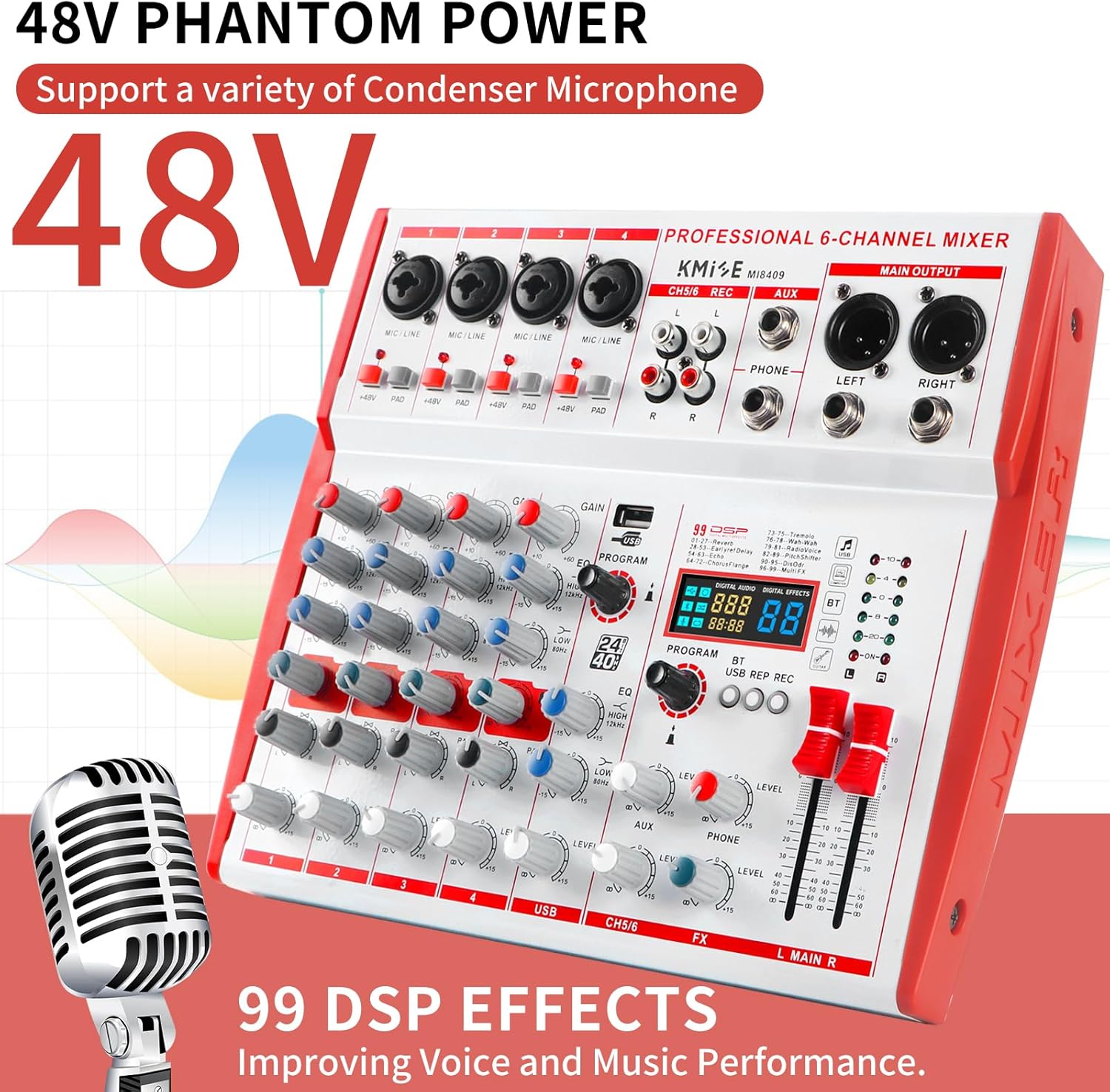 Kmise MI8409 6-Channel Professional Audio Mixer User Manual