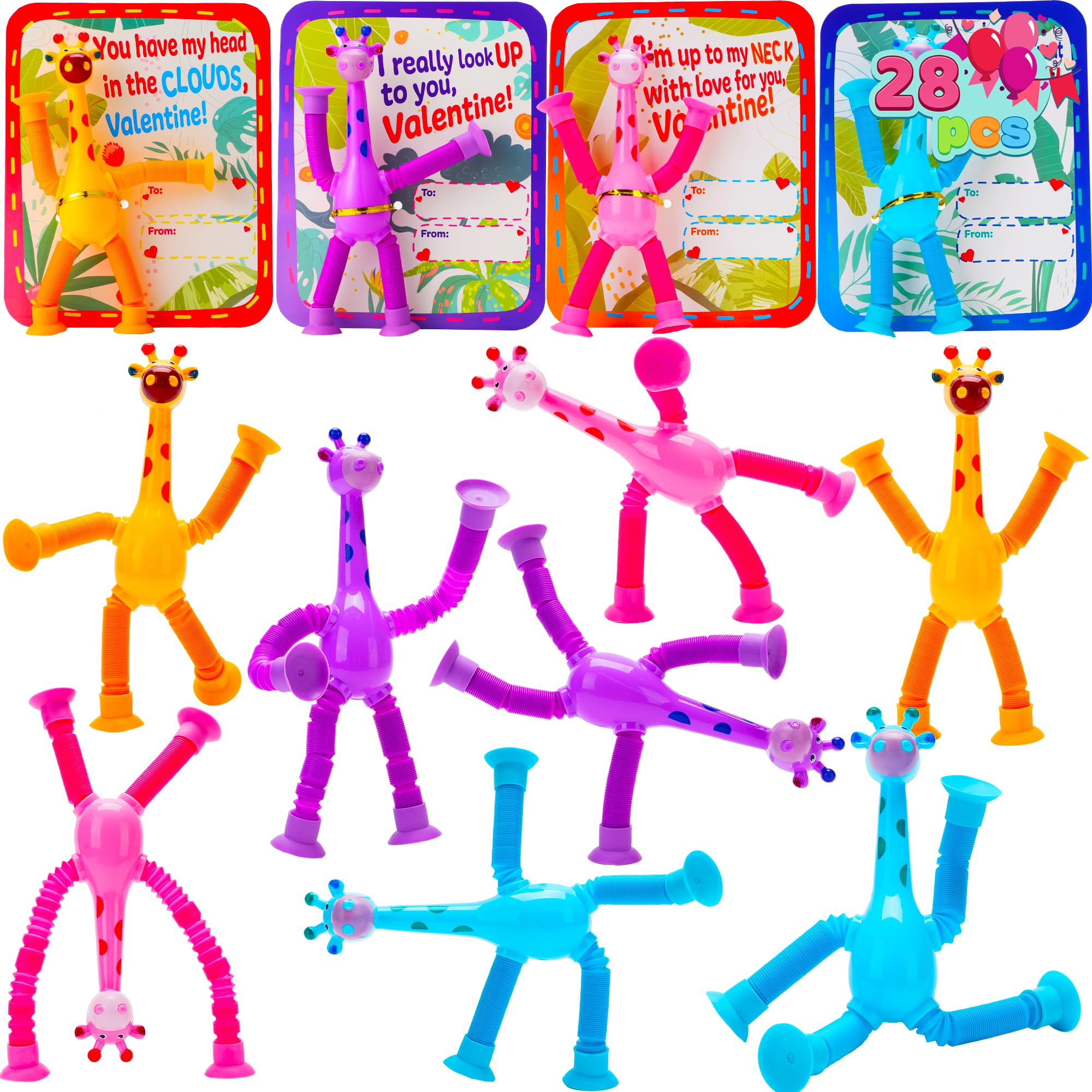 Amazon.com: JOYIN 28 Packs Valentine's Day Telescopic Suction Pop Tubes ...