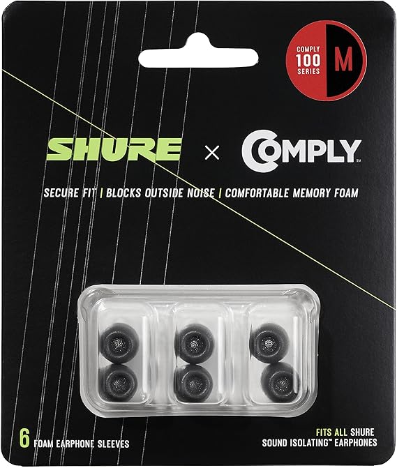 Shure Comply Foam Sleeves 100 Series - Replacement Memory Foam Tips for ...