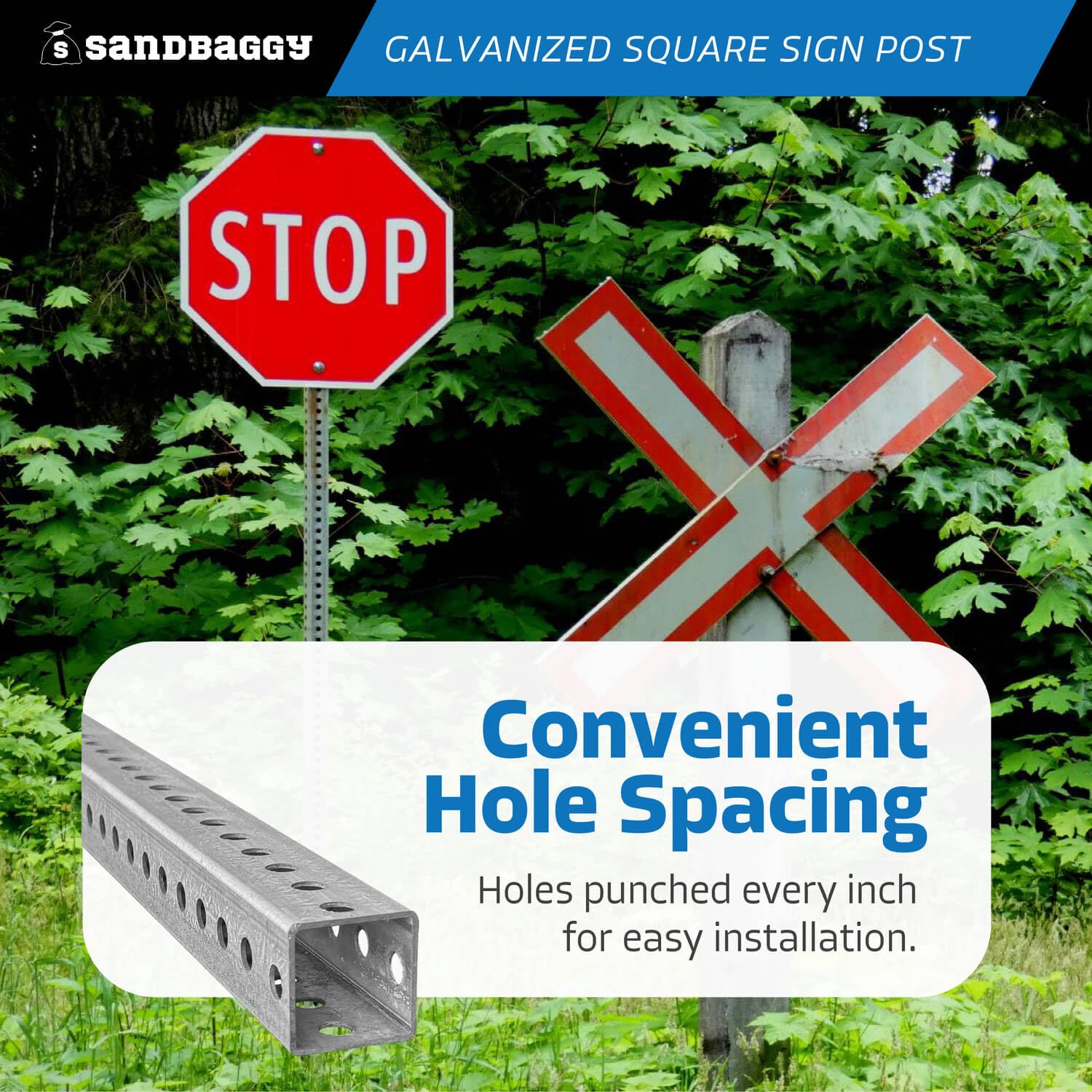Galvanized Metal Stop Sign Post Galvanized Steel Perforated Square