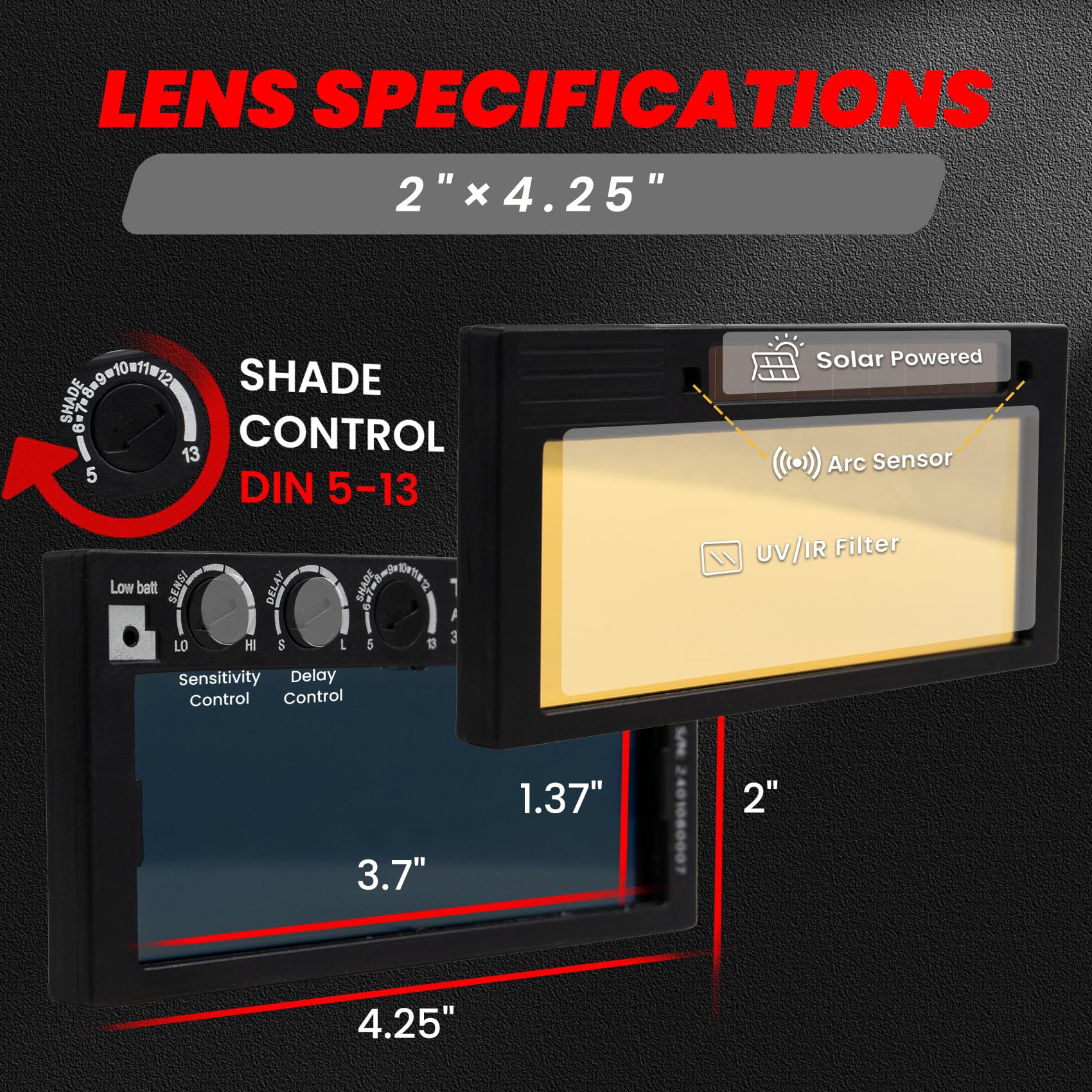 Snapklik.com : 24.25 Auto Darkening Welding Lens - Shade 5-13 ...