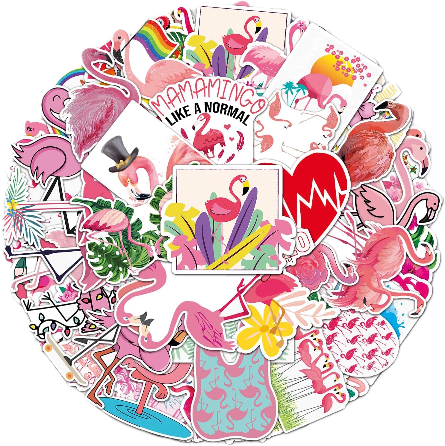 Amazon.com: iKammo 100pcs Flamingo Paper Sticker Decal, Cute Pink ...