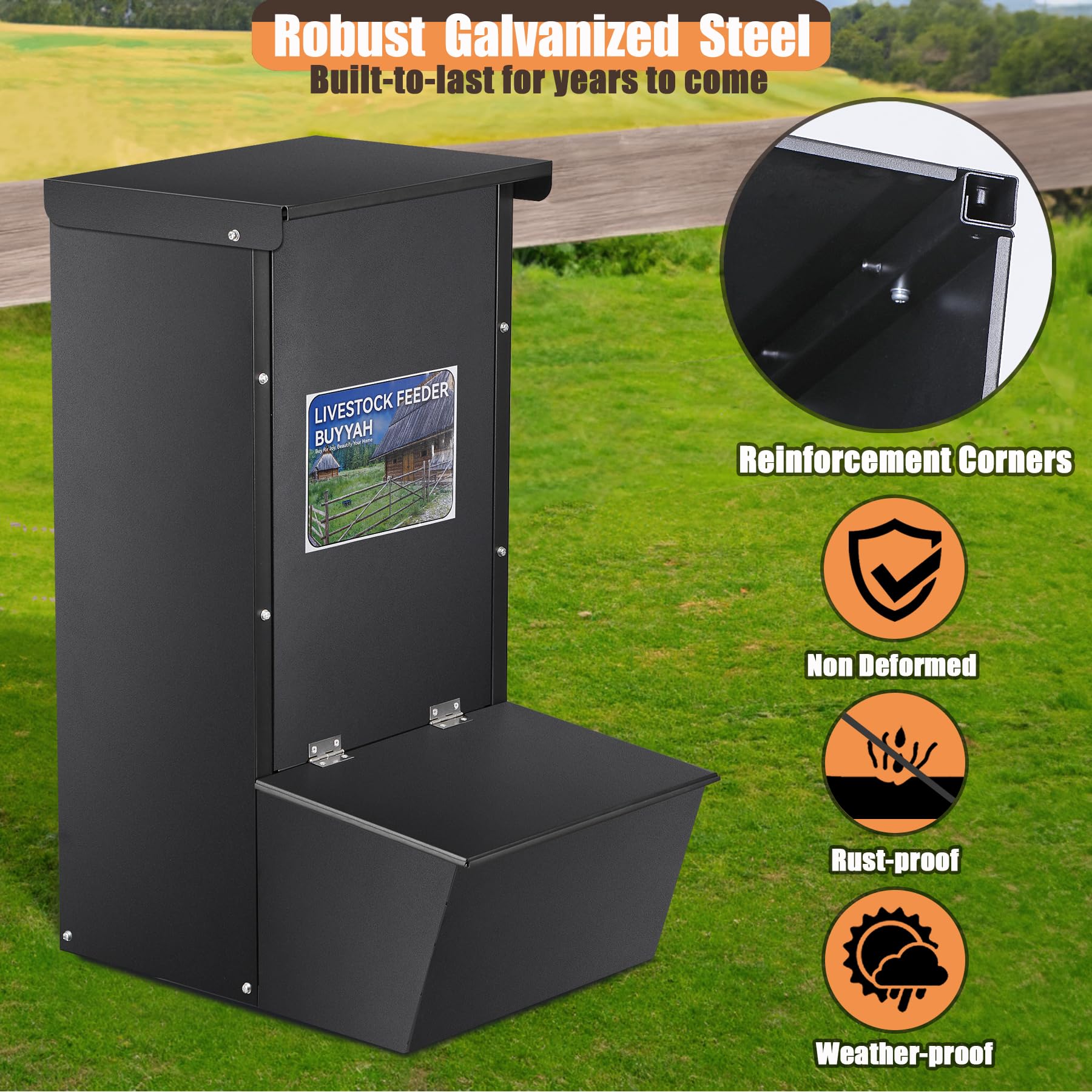 Snapklik.com : BUYYAH Hog Feeder, 2.2 Bushels Capacity, Durable ...