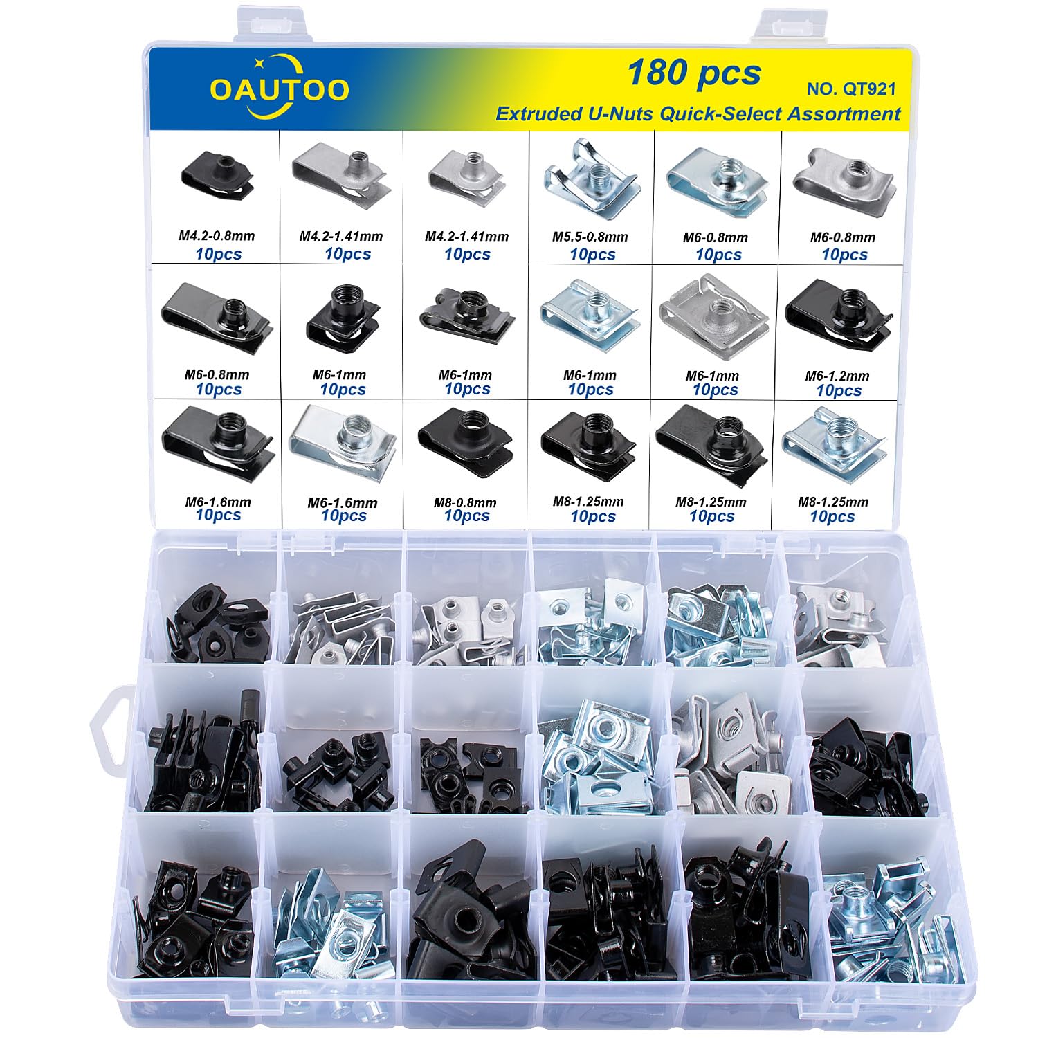 Snapklik.com : 180pcs Extruded U-Nuts Quick-Select Assortment For Body ...
