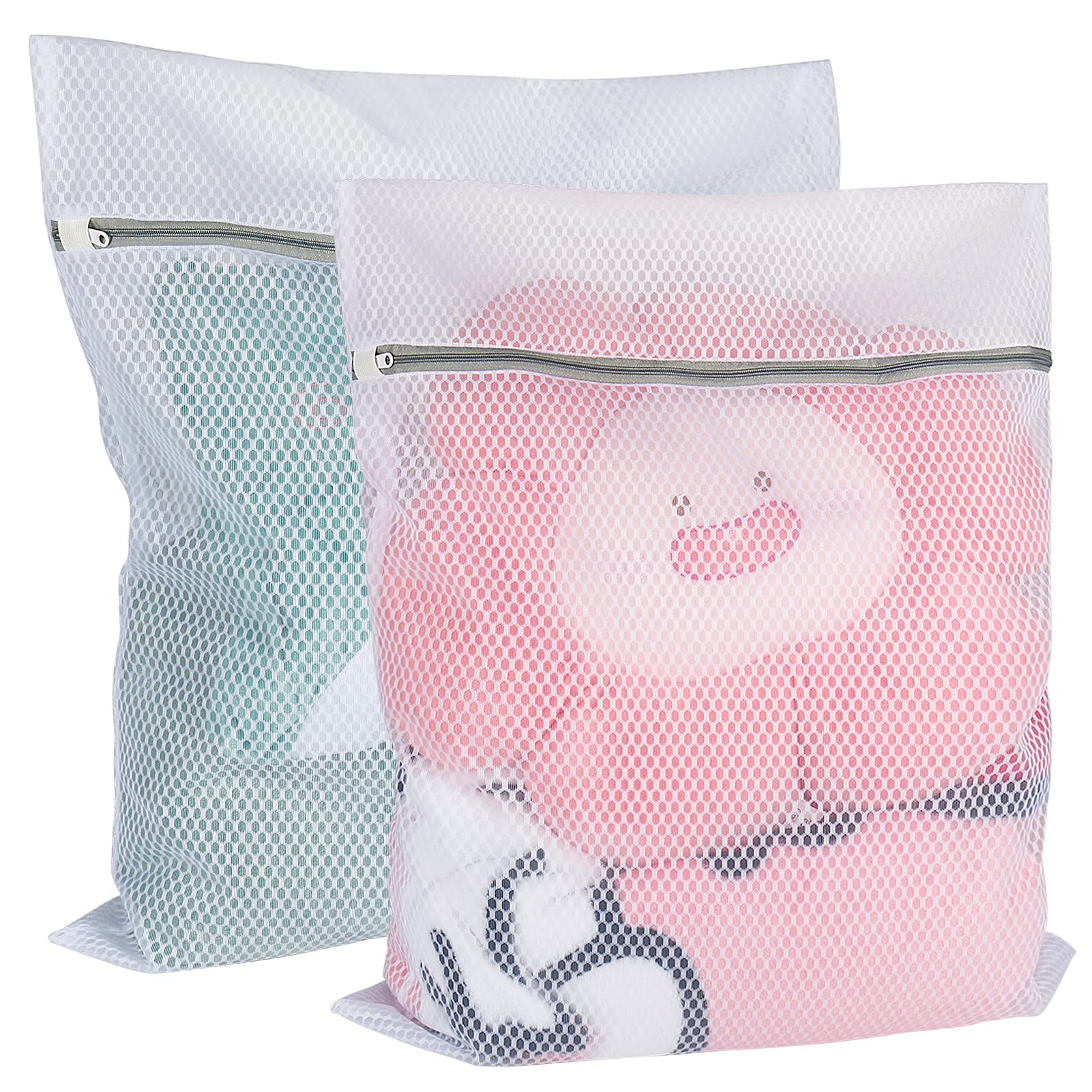 Vivifying Mesh Laundry Bag, 2 PCS Large Washing Machine Bag with Zip ...