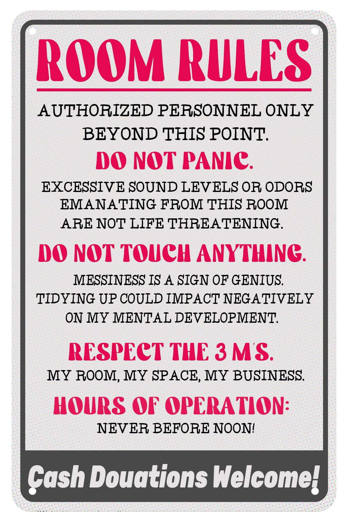 Amazon.com: Room Rules Sign For Teen Girls Bedroom Door Decor Tin Signs ...
