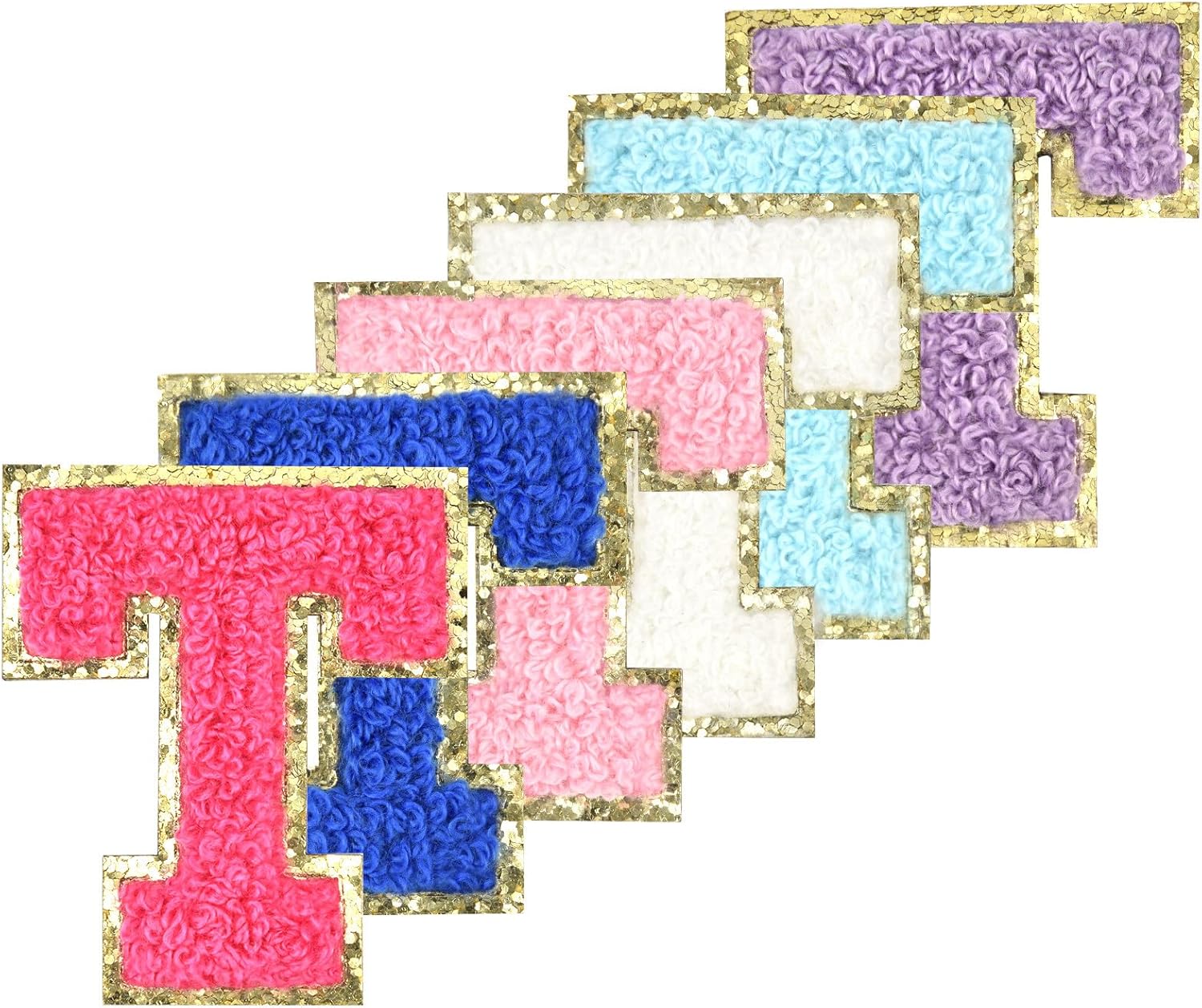 Amazon.com: 6Pcs Self Adhesive Chenille Letter Patches Iron on Varsity ...