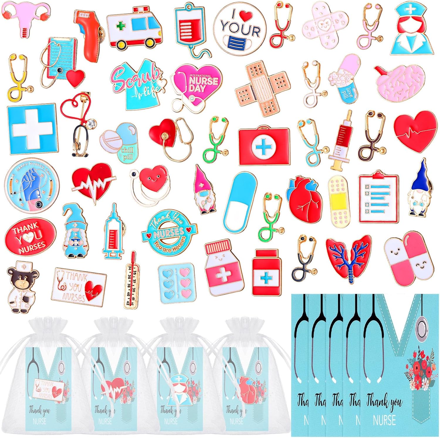 Amazon.com: Siifert 50 Sets Nurse Enamel Pins Nurses' Day Gifts Cute ...