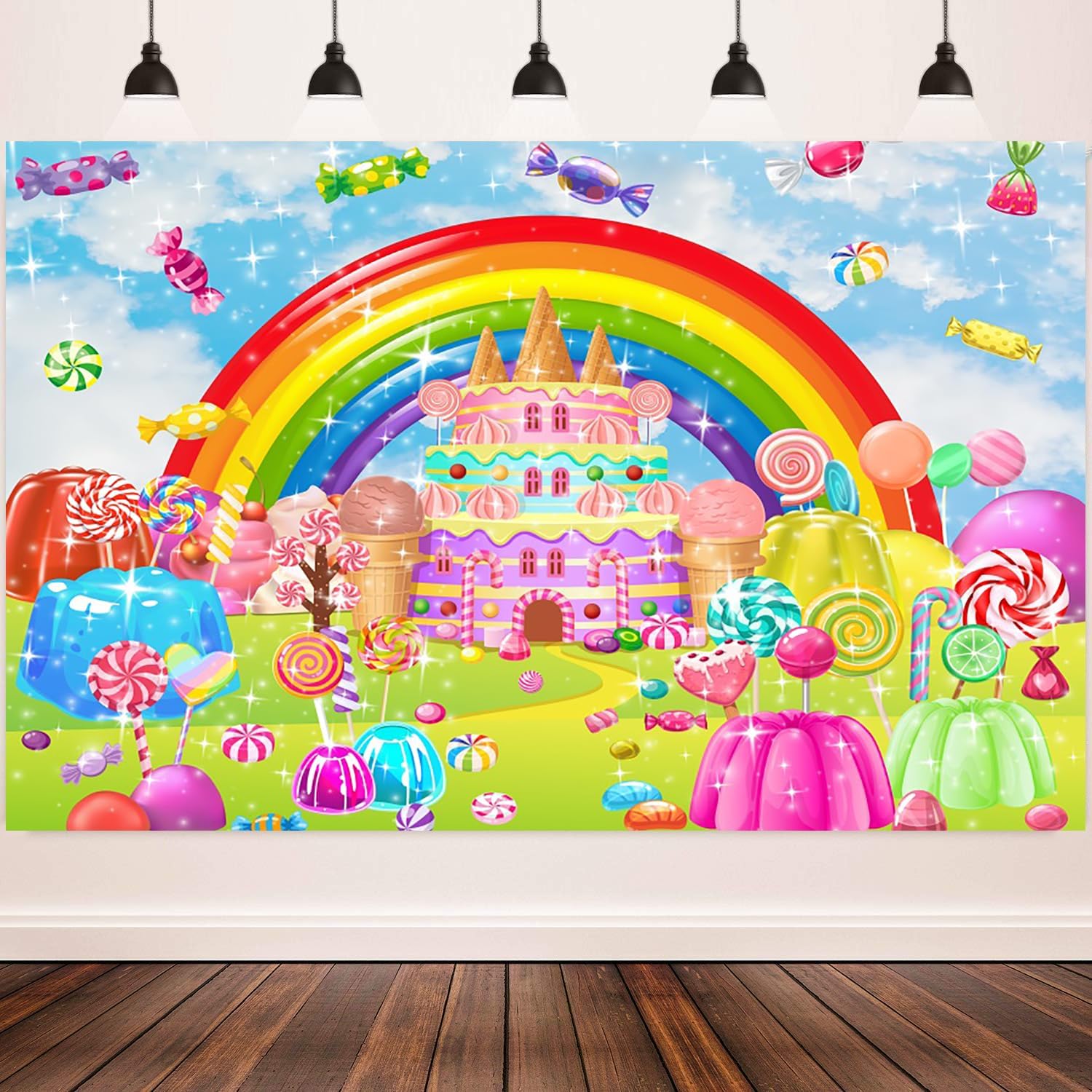 Amazon.com : 9x6ft Candyland Backdrop Sweet Candy Castle Ice Cream ...