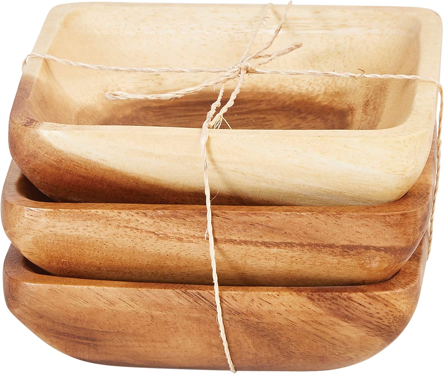 Amazon.com: Creative Co-Op Square Acacia Wood Bowls (Set of 3 Pieces ...
