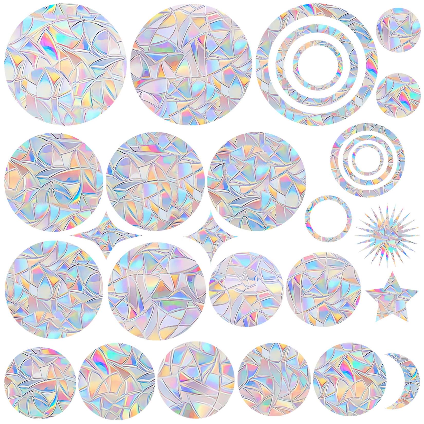Amazon.com: 30 Pcs Circle Ring and Sun Star Window Clings - Anti ...