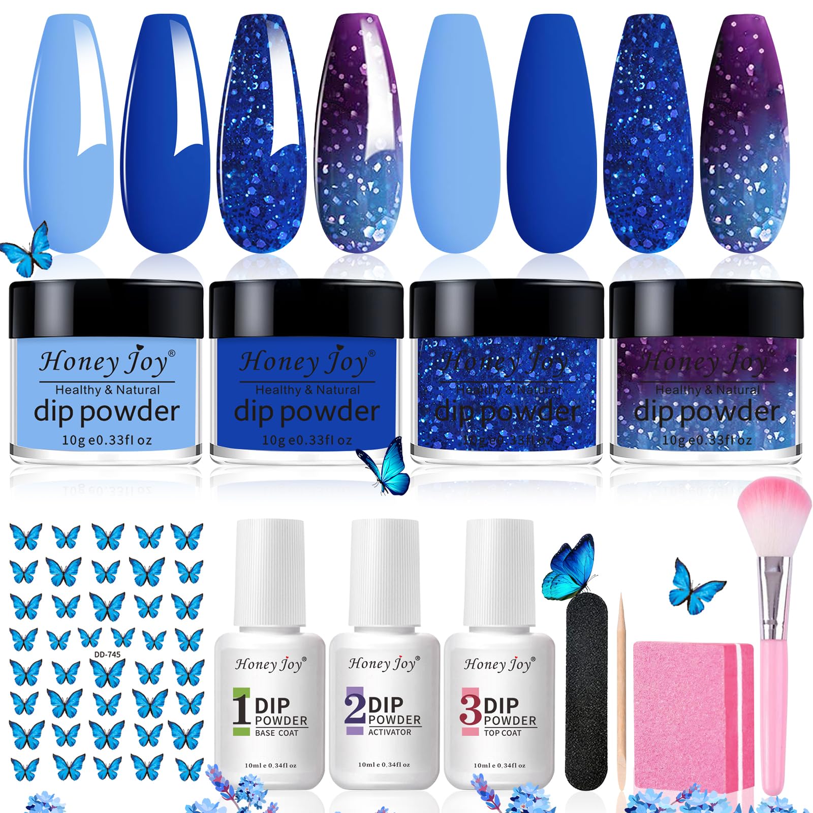 Amazon.com : Honey Joy Dip Powder Nail Kit Starter,4 Colors Navy Blue ...