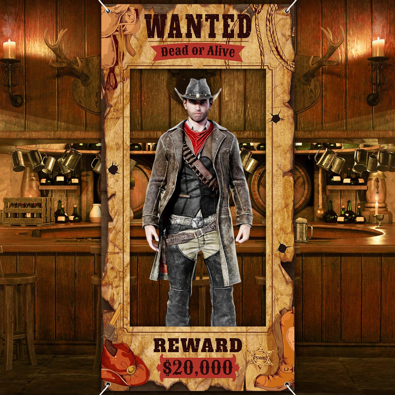 Snapklik.com : Western Wanted Photo Booth Prop Large Wild West Selfie ...