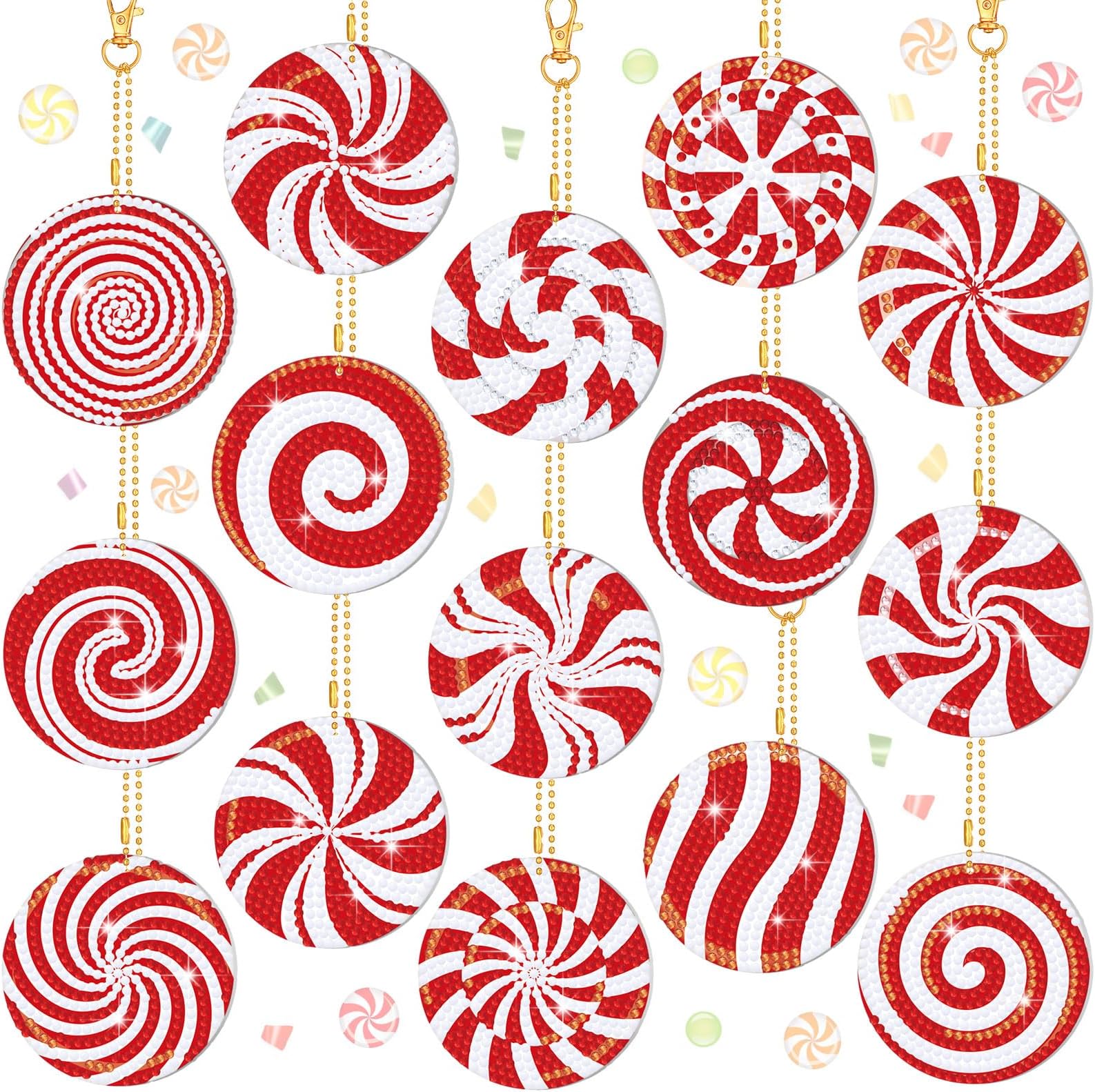 Amazon.com: BBTO 15 Pieces Christmas Candy Diamond Art Keychain DIY ...