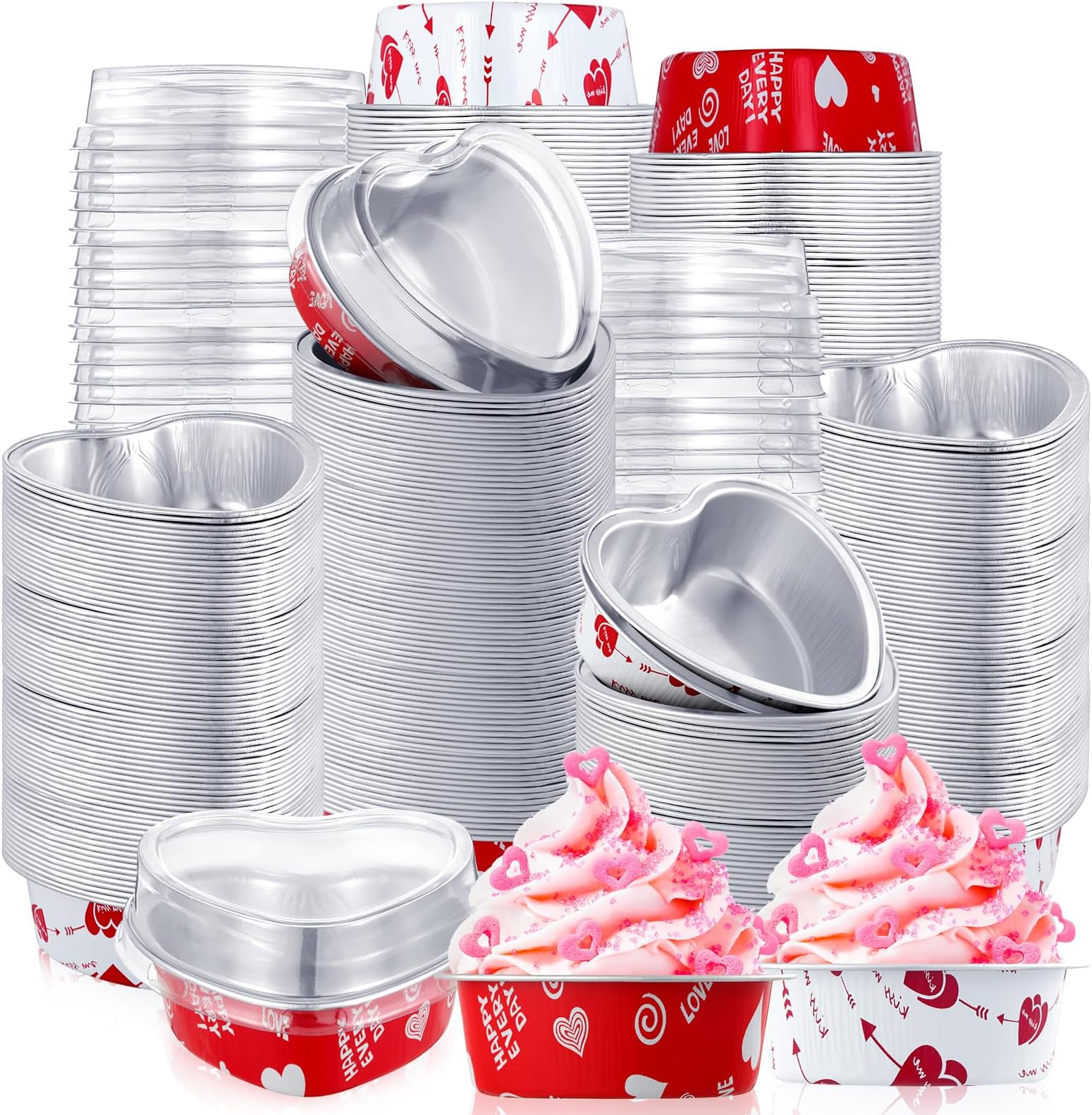Amazon.com: VeroModern 50PCS 3.5oz/100ml Mini Heart Cake Pans,Valentine ...