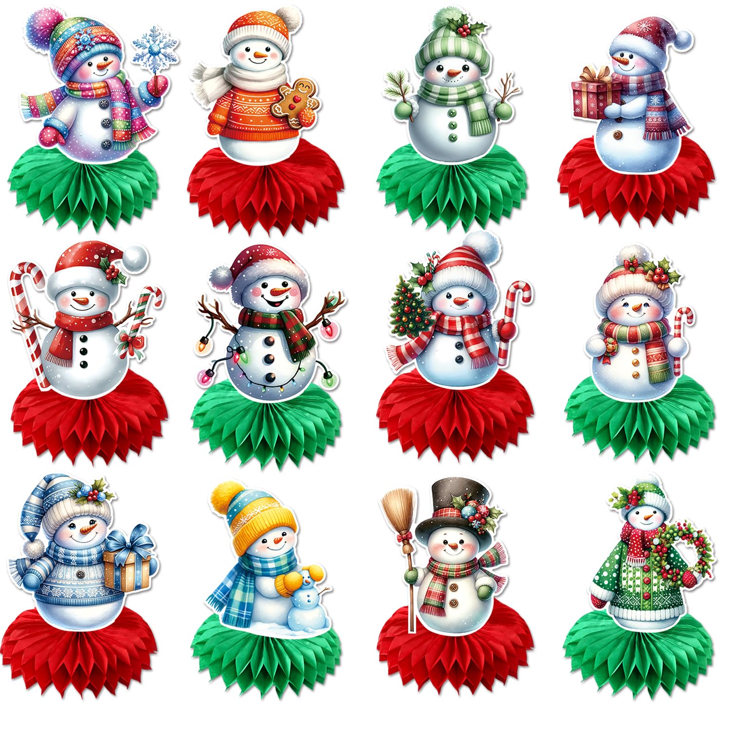 Amazon.com: 12pcs Snowman Centerpieces, 3D Double Side Snowman ...