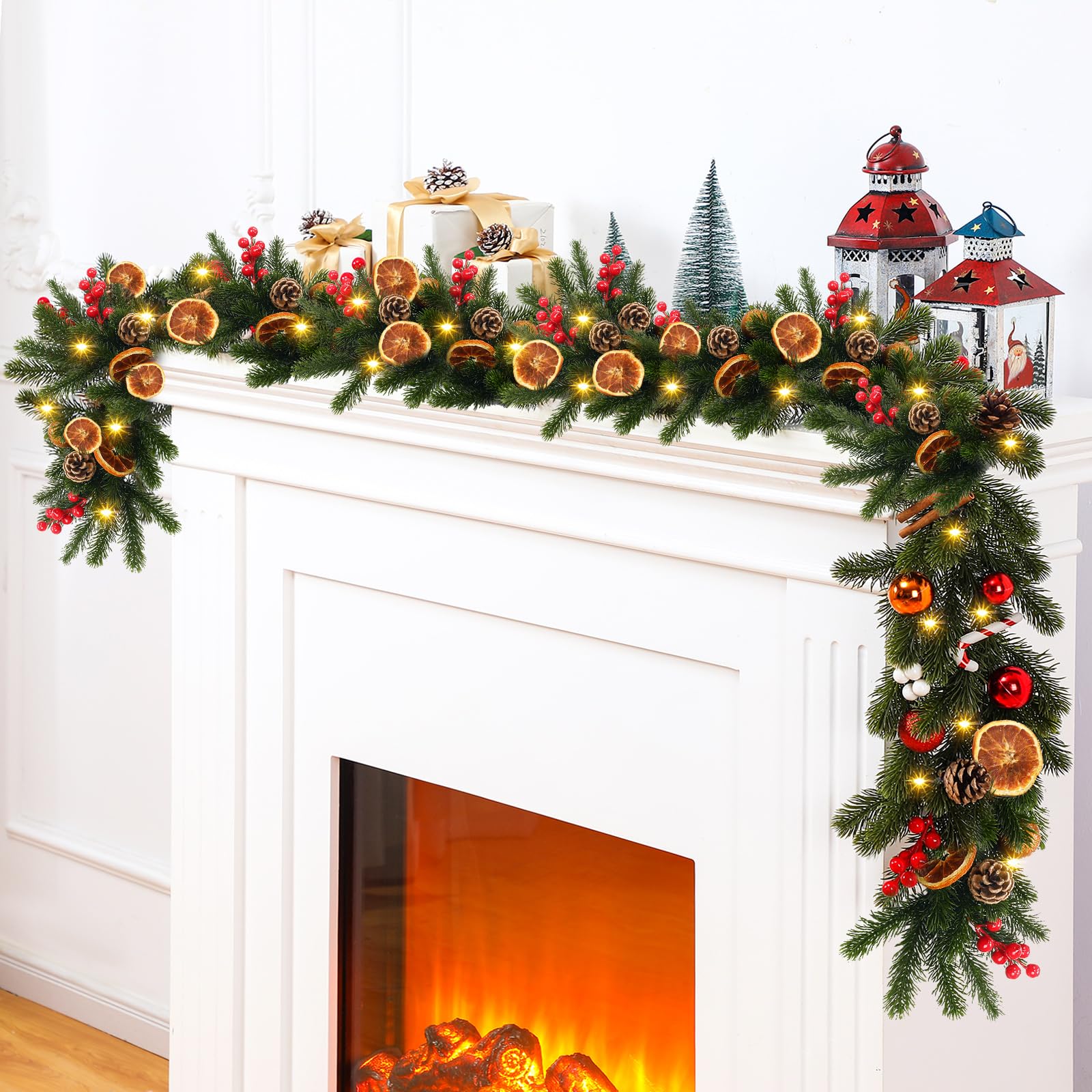 Amazon.com: Daifunli 6 ft Christmas Dried Orange Slice Garland with ...