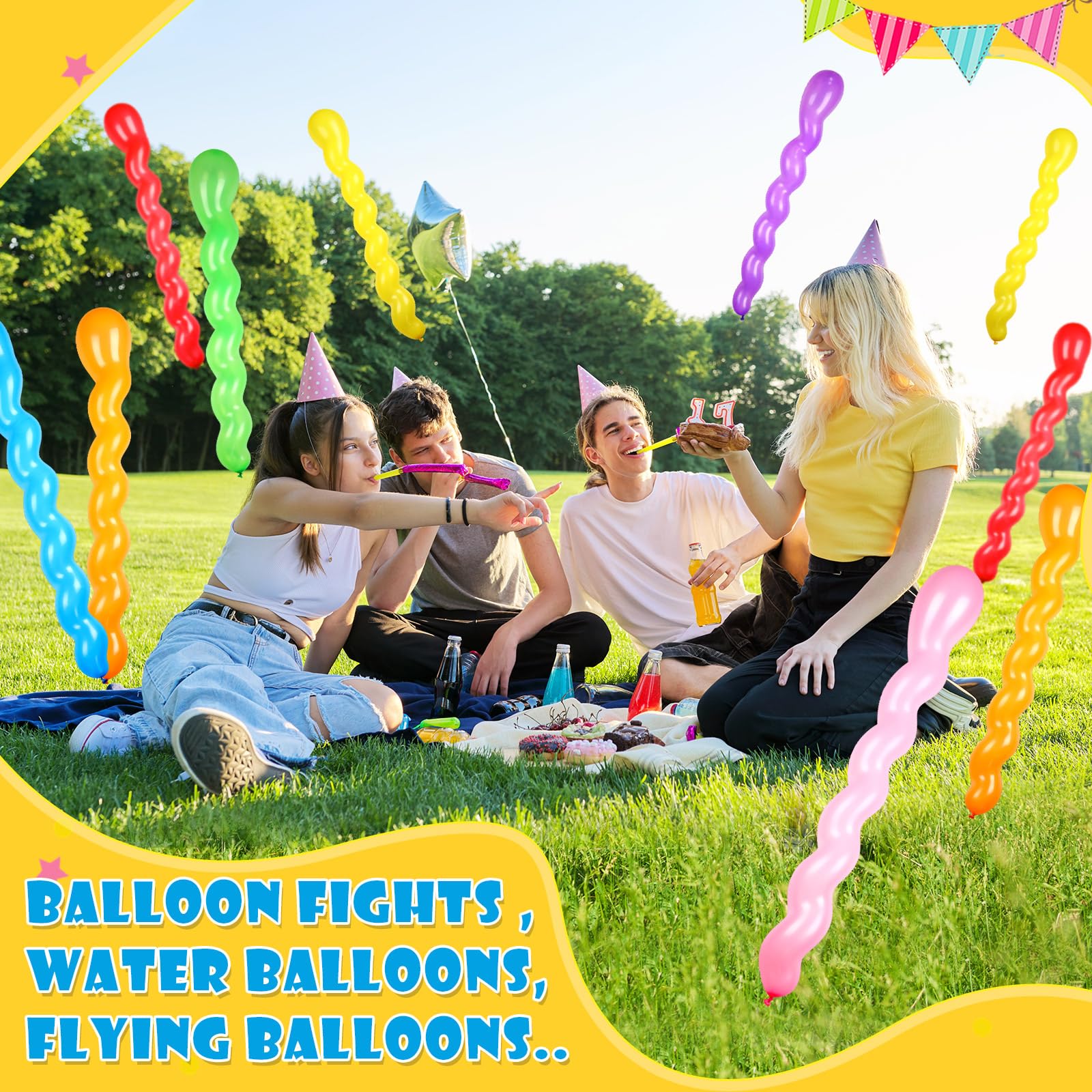 Snapklik.com : 200 Pcs 40 Inches Long Latex Spiral Balloons Assorted ...