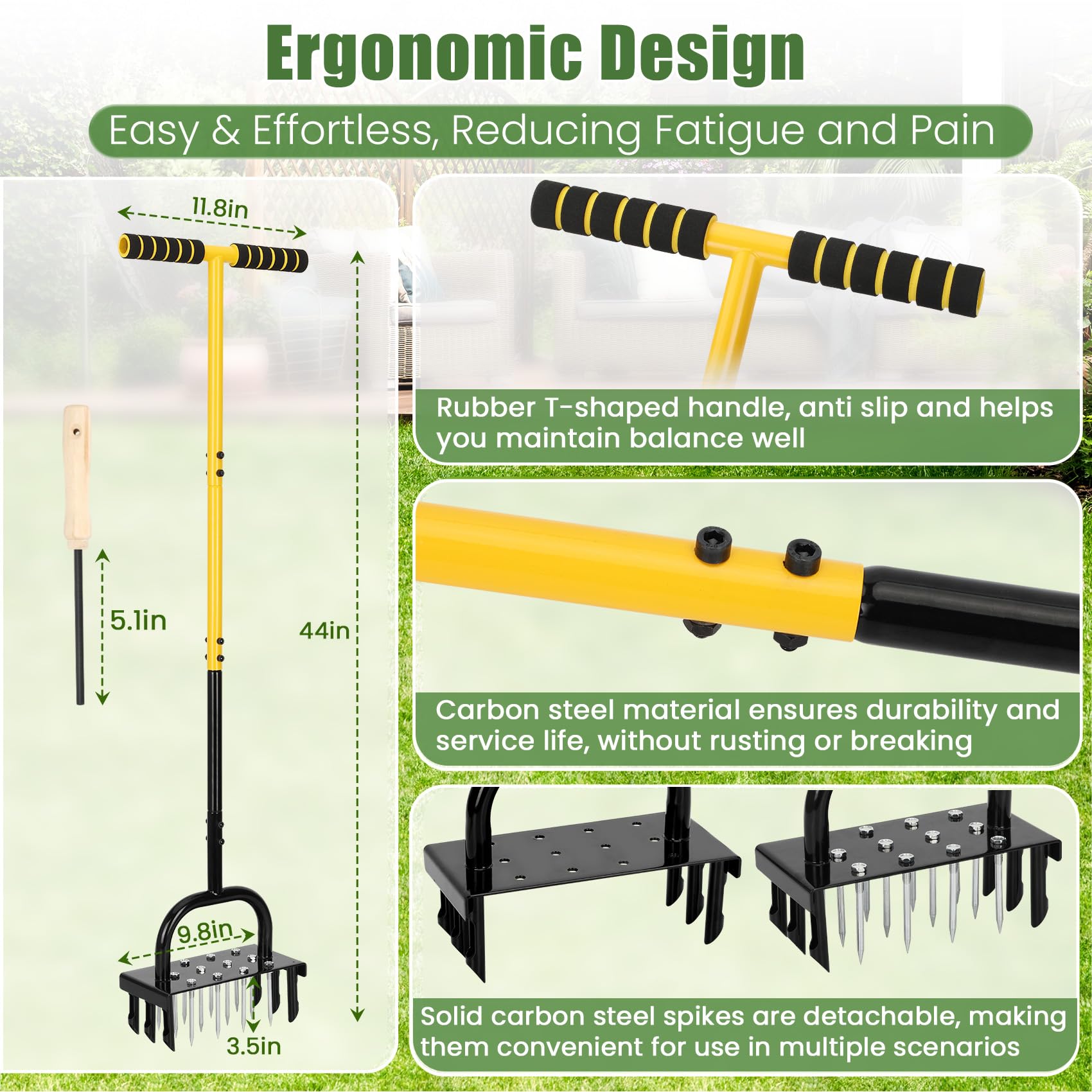 Snapklik.com : 2-in-1 Lawn Aerator Tool, Multifunctional Carbon Steel ...