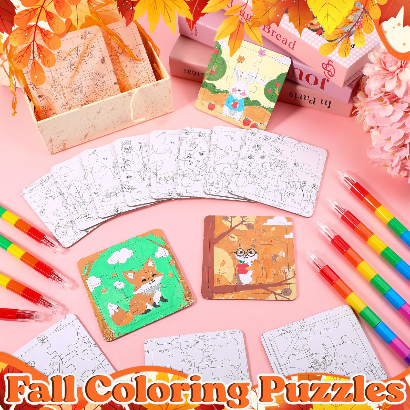 Snapklik.com : Fullhawl 24 Sets Fall Puzzles Color Your Own Puzzles DIY ...