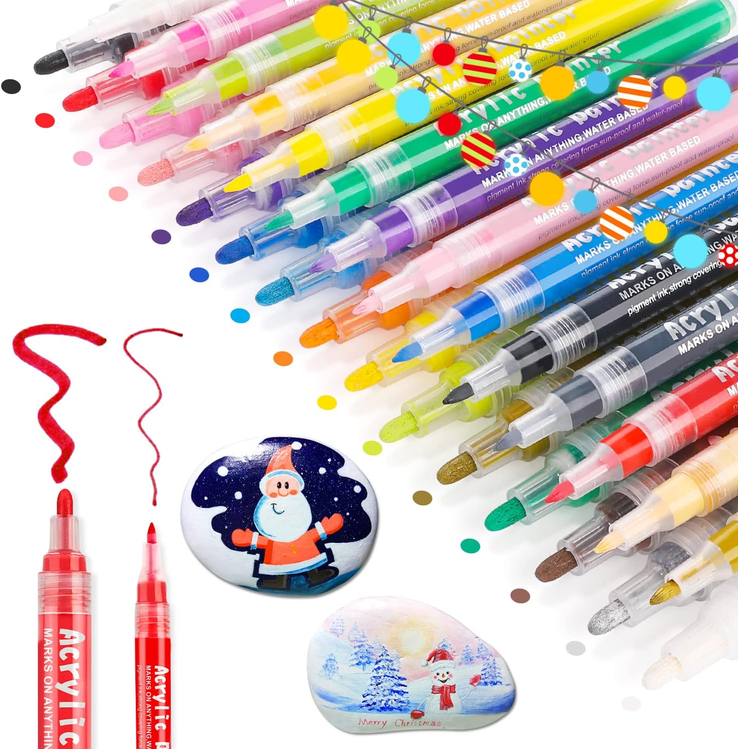 RATEL Acrylstifte Marker Stifte, 35 Pcs Steine Bemalen Acrylstifte für ...