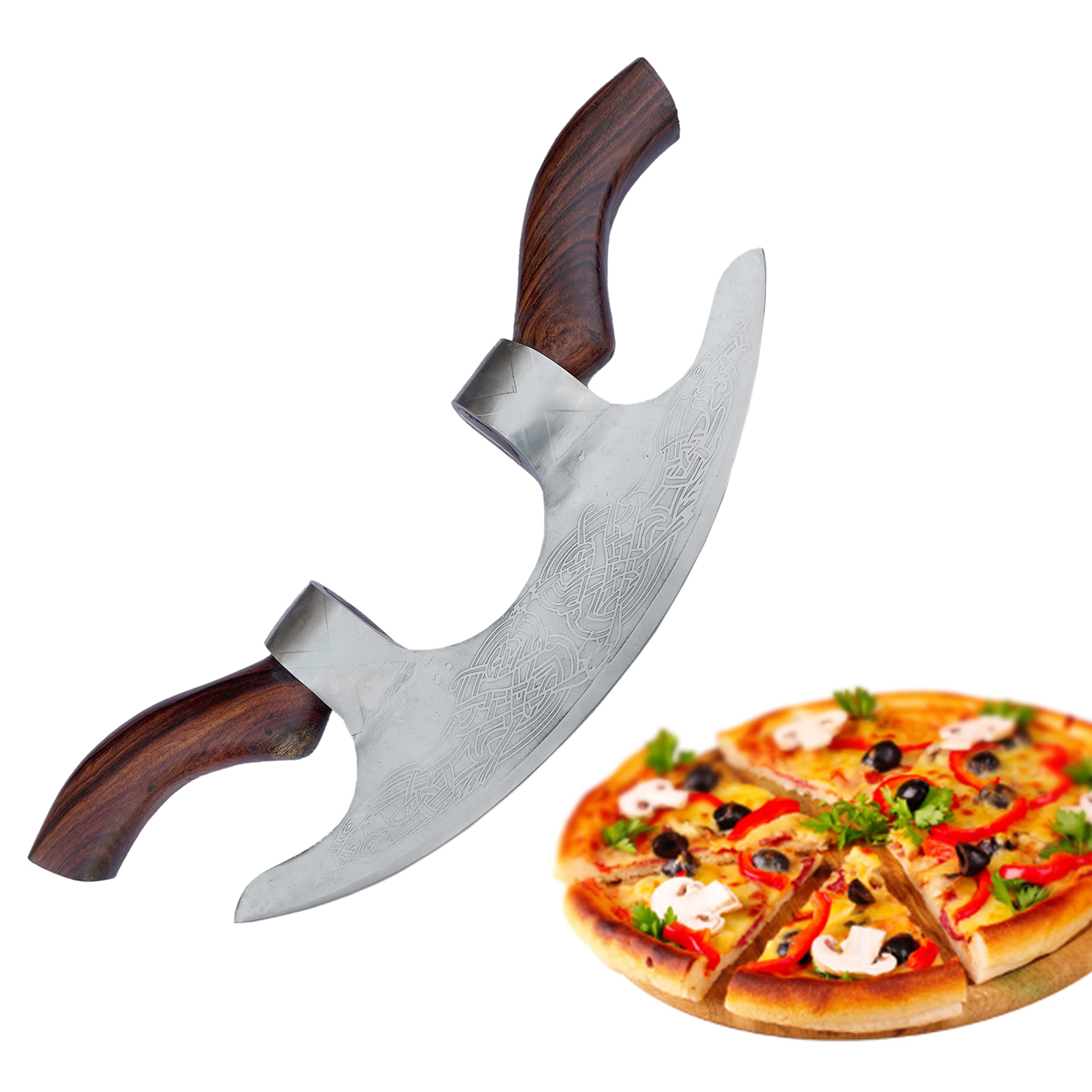 Amazon.com: VIKING HOUSE-BRANDED-Two Handed Viking Pizza Cutter, Custom ...