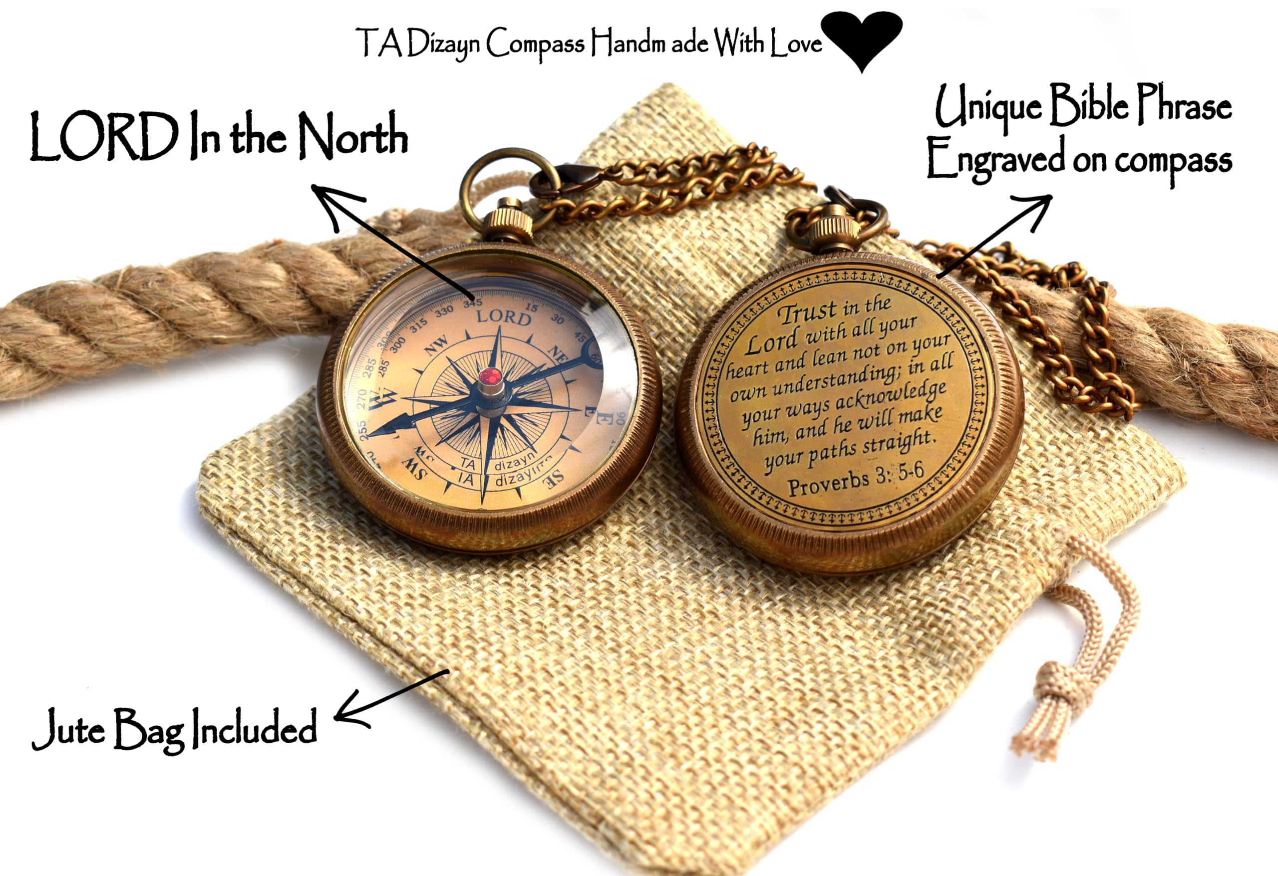 Snapklik.com : Trust In The Lord-Proverbs 3: 5-6 Quote Engraved Compass ...