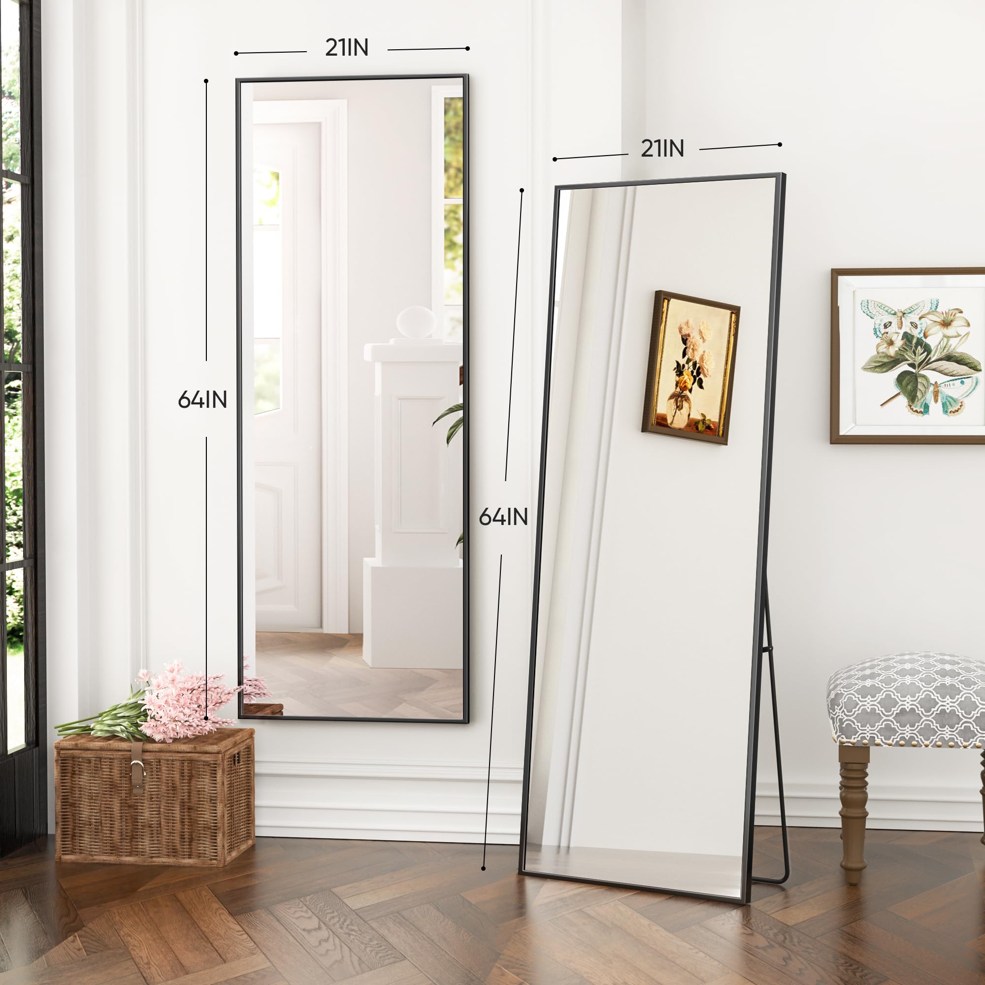 Snapklik.com : Antok Full Length Mirror, 64"x21" Nano Glass Floor ...