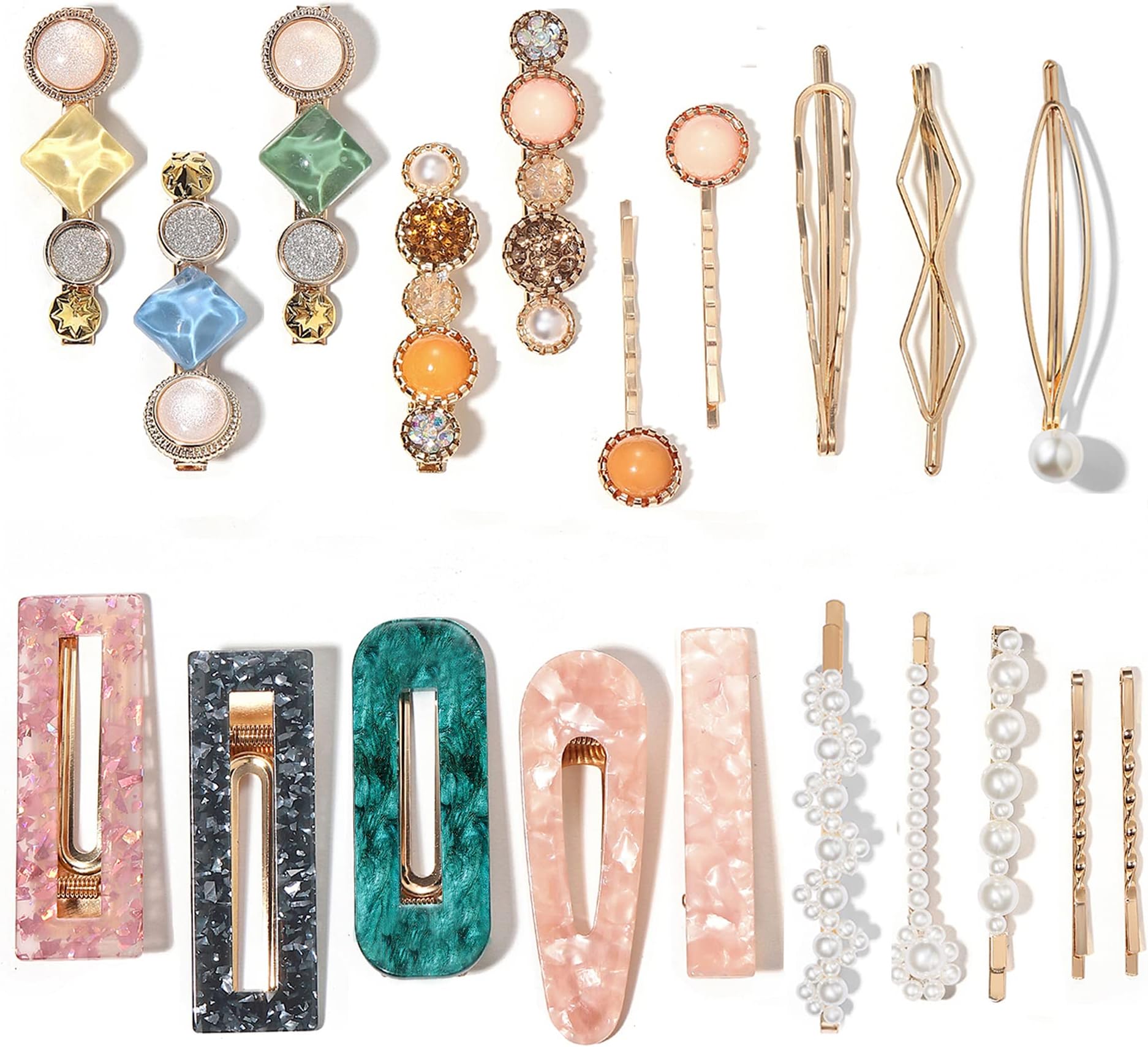 Amazon.com : Mehayi 20 PCS Pearls and Acrylic Resin Hair Clips ...