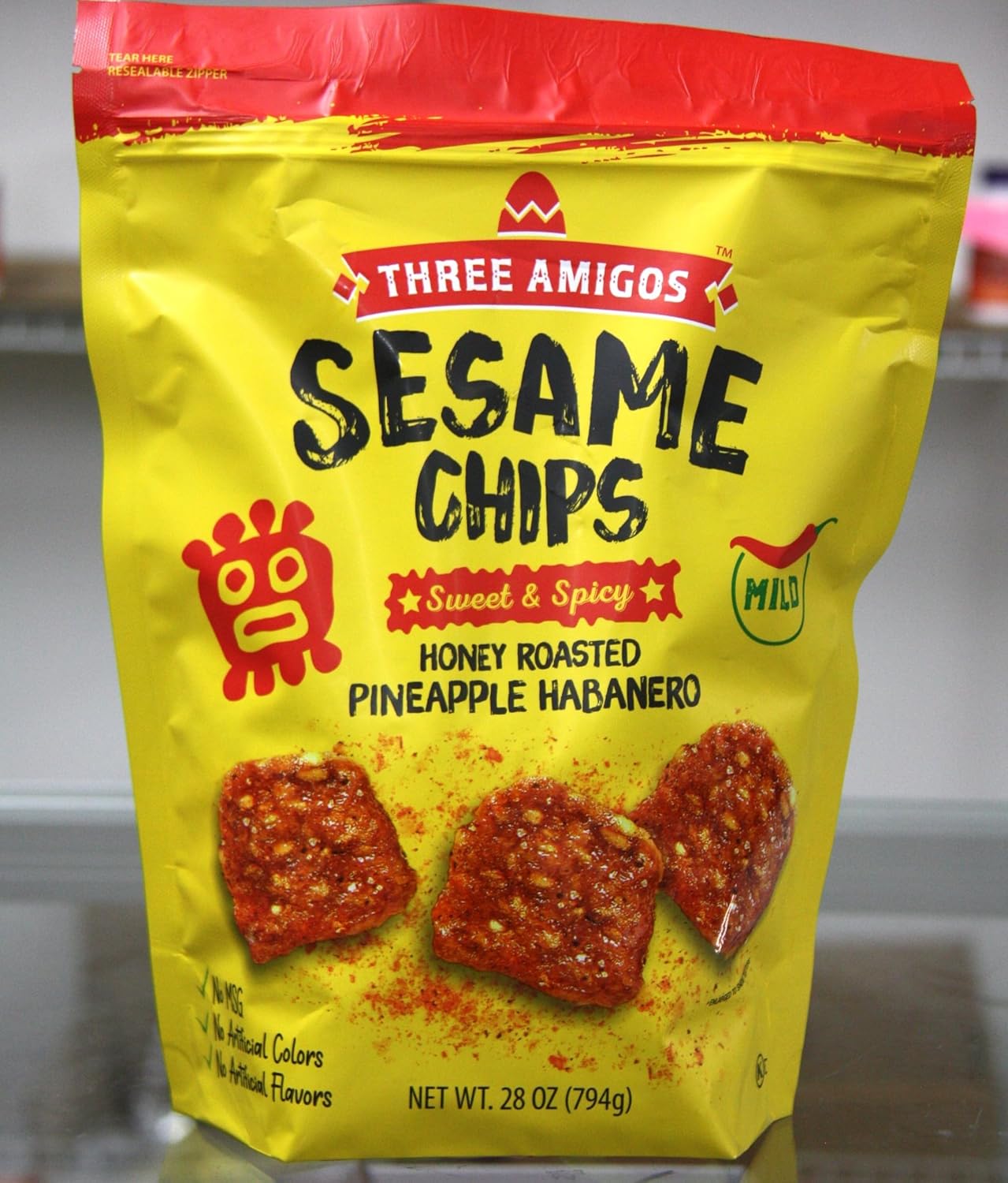 Amazon.com : THREE AMIGOS SESAME CHIPS HONEY ROASTED PINEAPPLE HABANERO ...