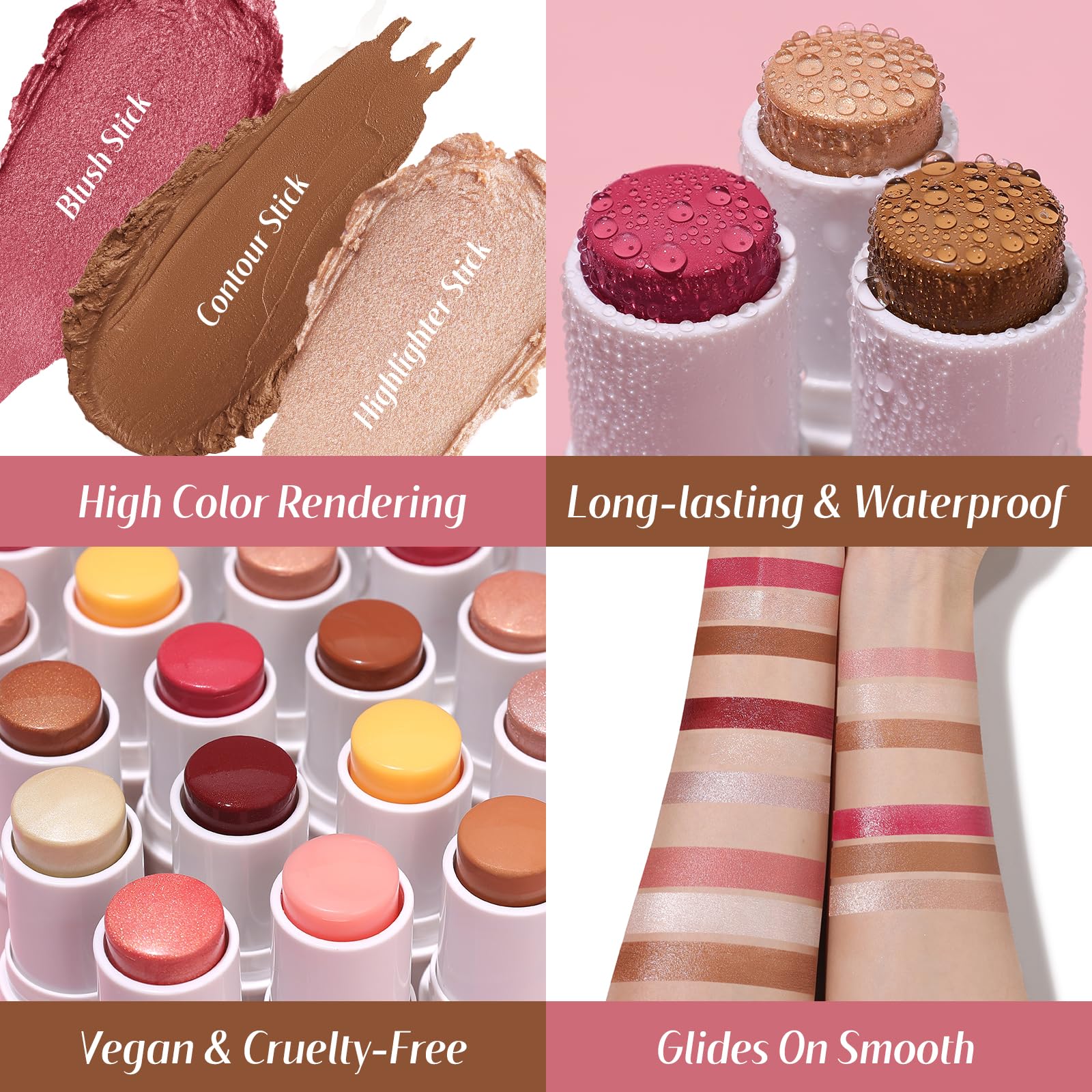 Snapklik.com : KIMUSE Face Sticks Trio, Cream Blush Stick & Highlighter ...