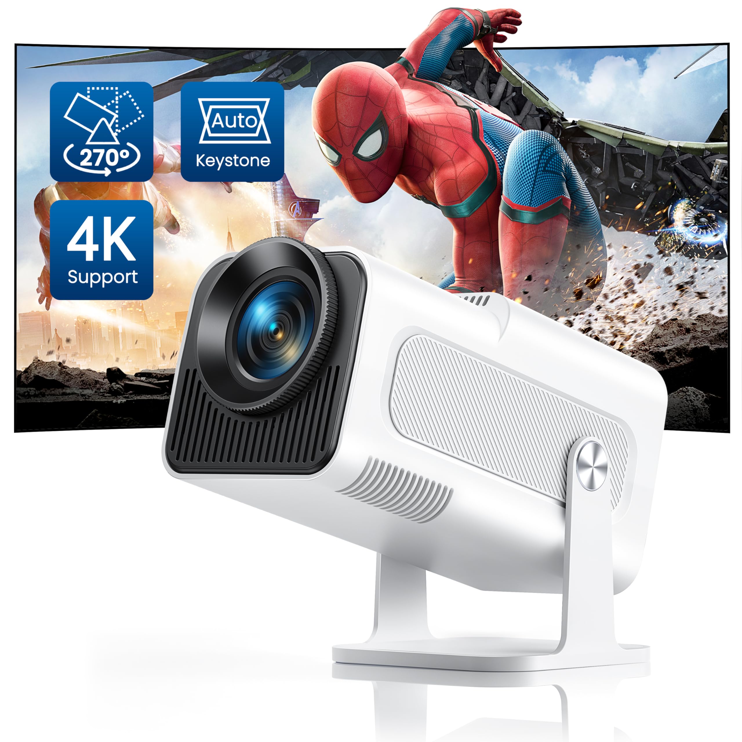 Mini 4K Projector, Portable Projector with【270° Rotatable & Auto ...