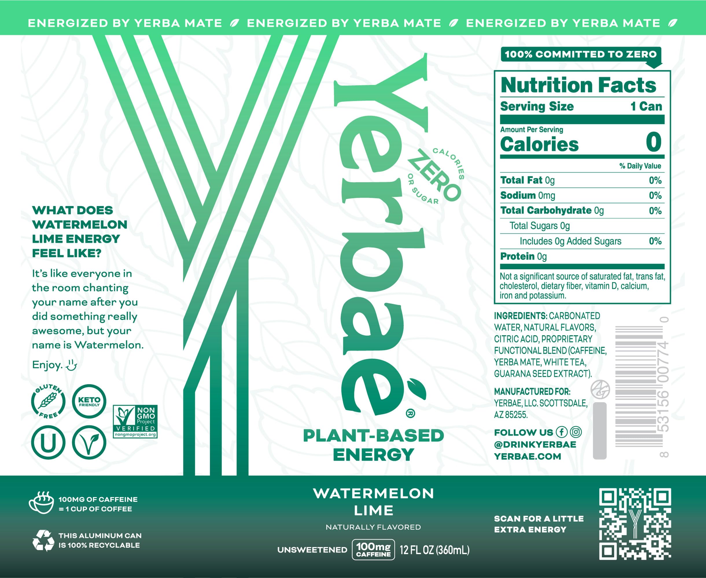 Snapklik.com : Yerbae Energy Seltzer - NEW Watermelon Lime Flavor, 0 ...