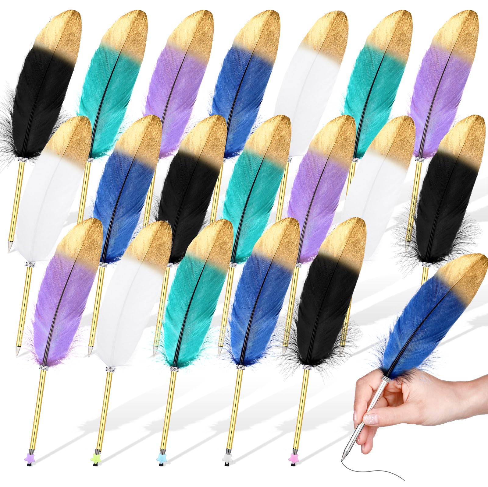 Amazon.com : Censen 20 Pcs Feather Quill Pens Feather Ballpoint Pen ...