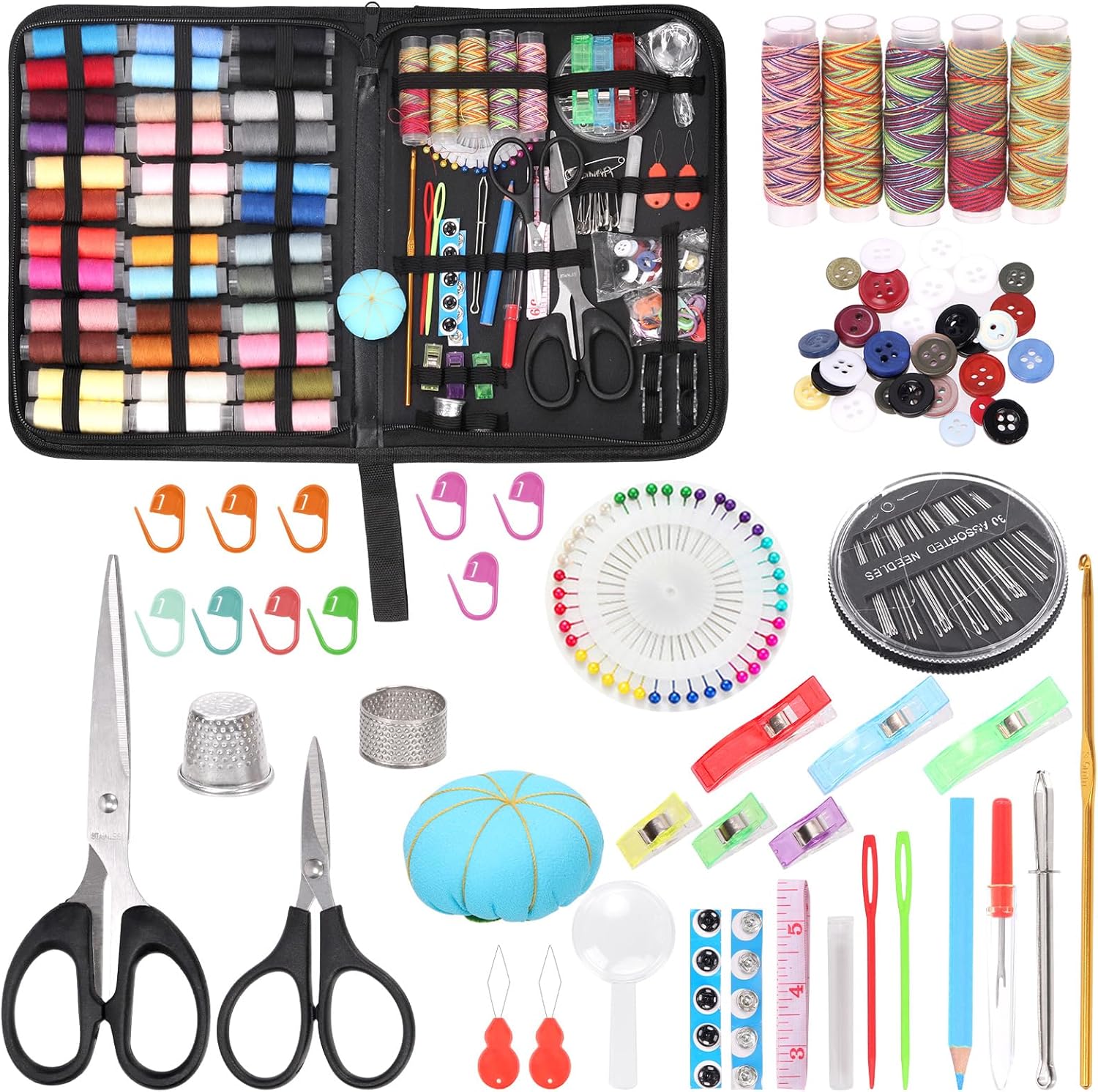 Amazon.com: Glarks 215Pcs Sewing Kit, Multifunctional Sewing Supplies ...