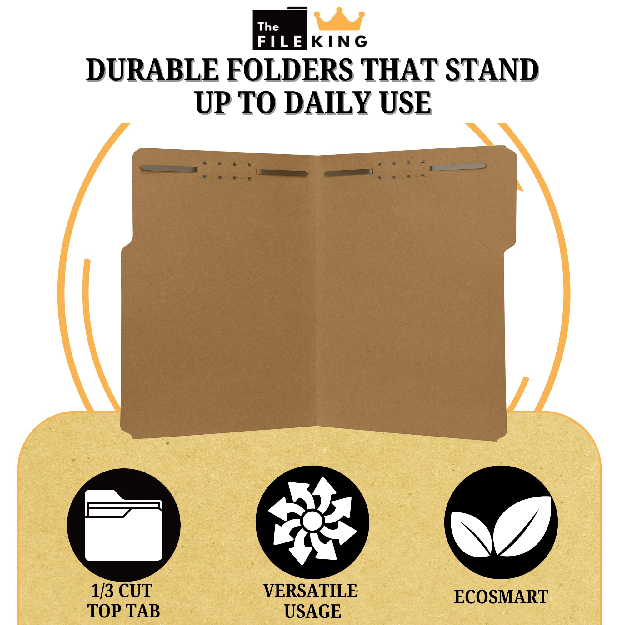 Snapklik.com : The File King Kraft File Folder Single 2" Fastener Prong ...