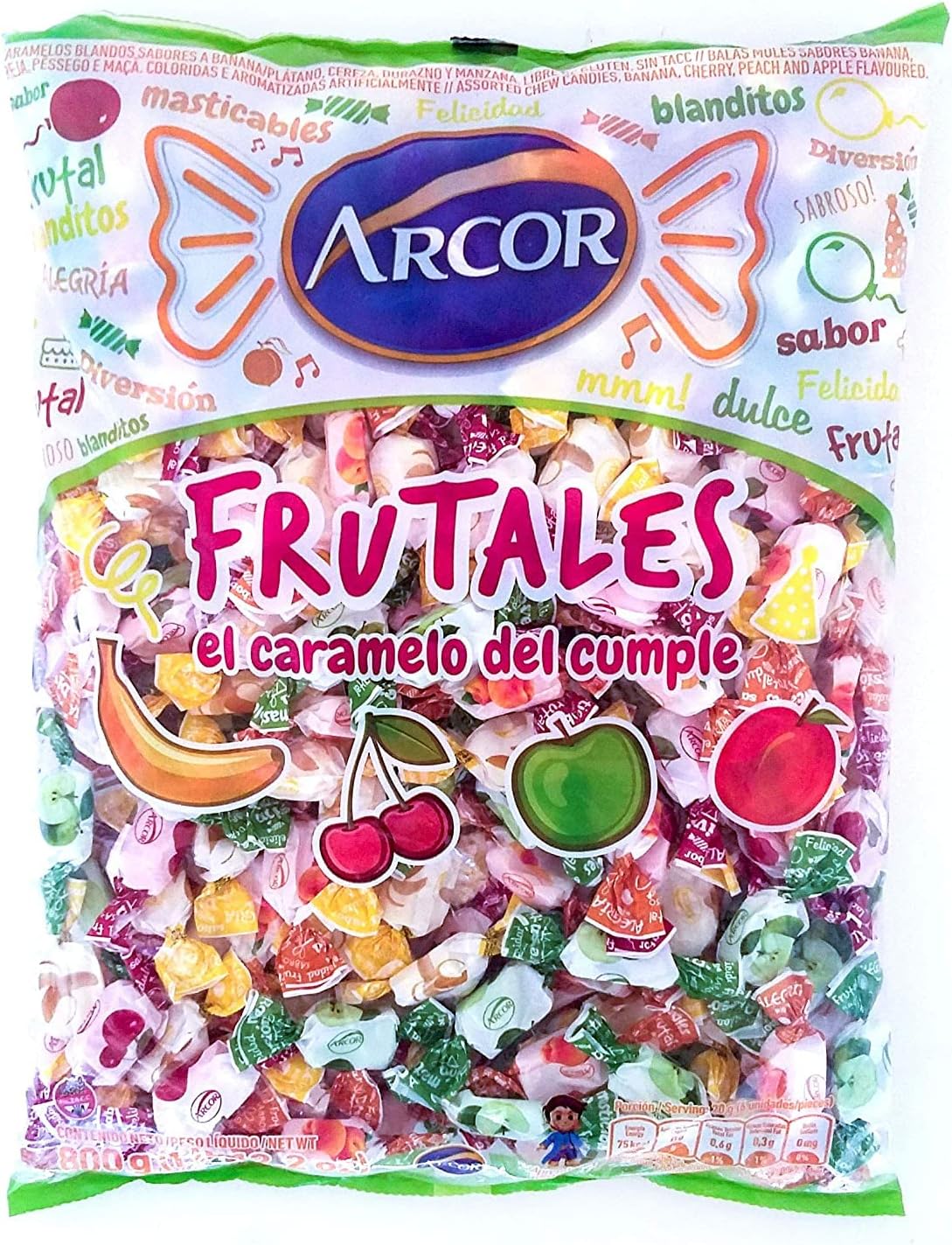 FRUTALES Arcor - Caramelos masticables, sabores surtidos - 800 gs - 242 ...