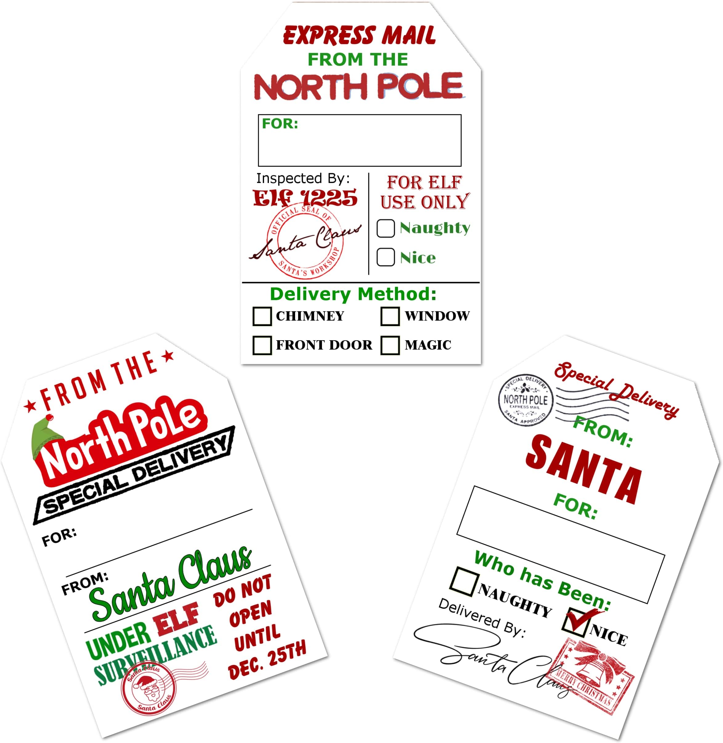 Amazon.com : from Santa Claus Gift Tags, Glossy White 2” x 3” Inch ...
