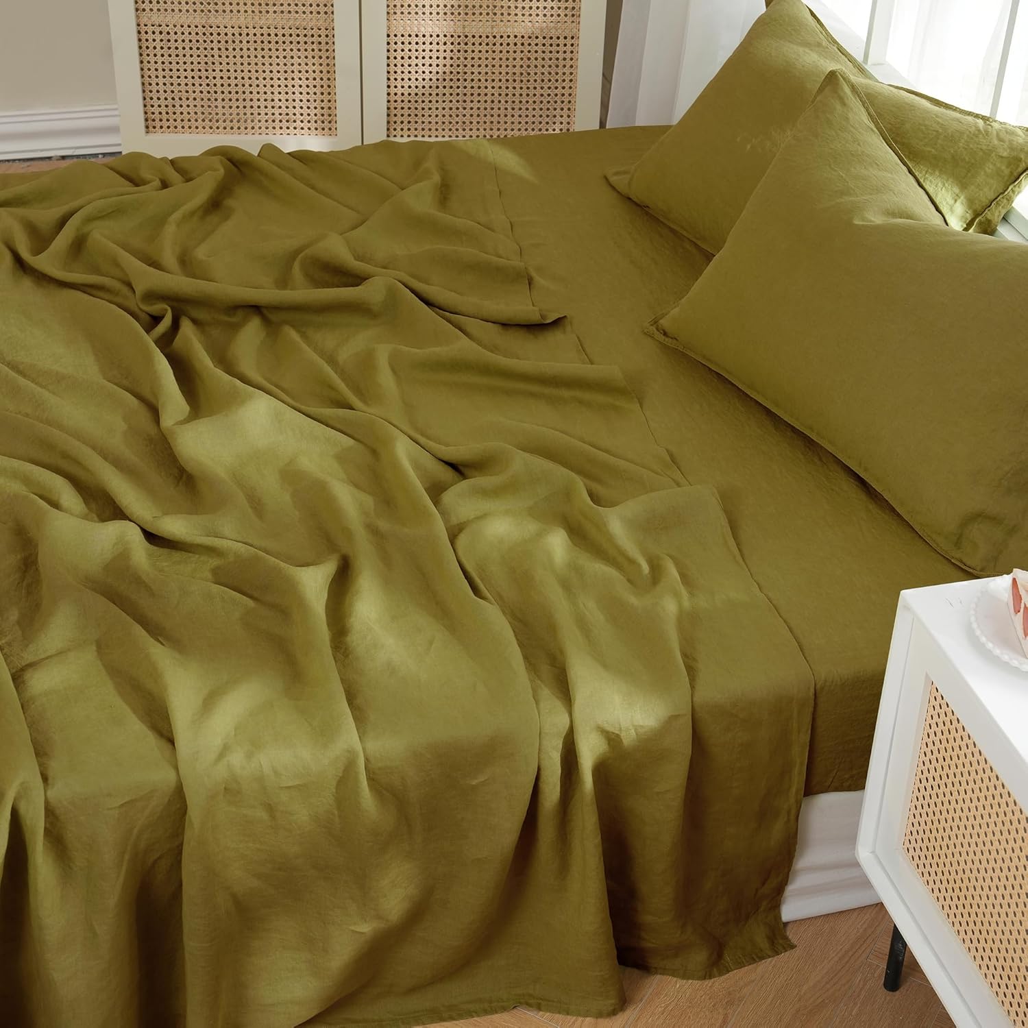 Amazon.com: S VICTORY SYMBOL 100% Organic Linen Sheets Set King Size ...