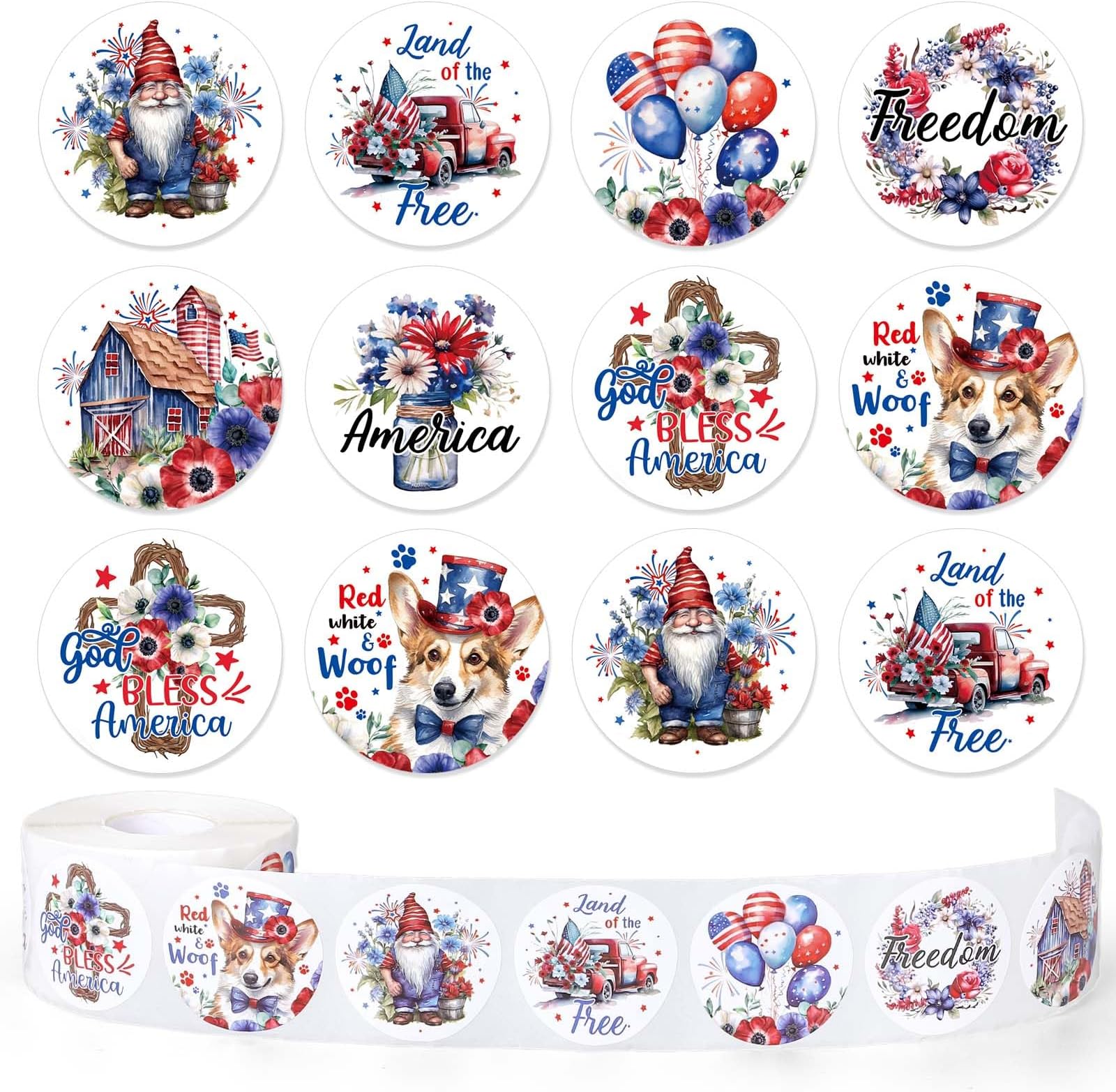 Amazon.com: Anwyll Independence Day Stickers,120Pcs 2Inch Happy 4th Of ...