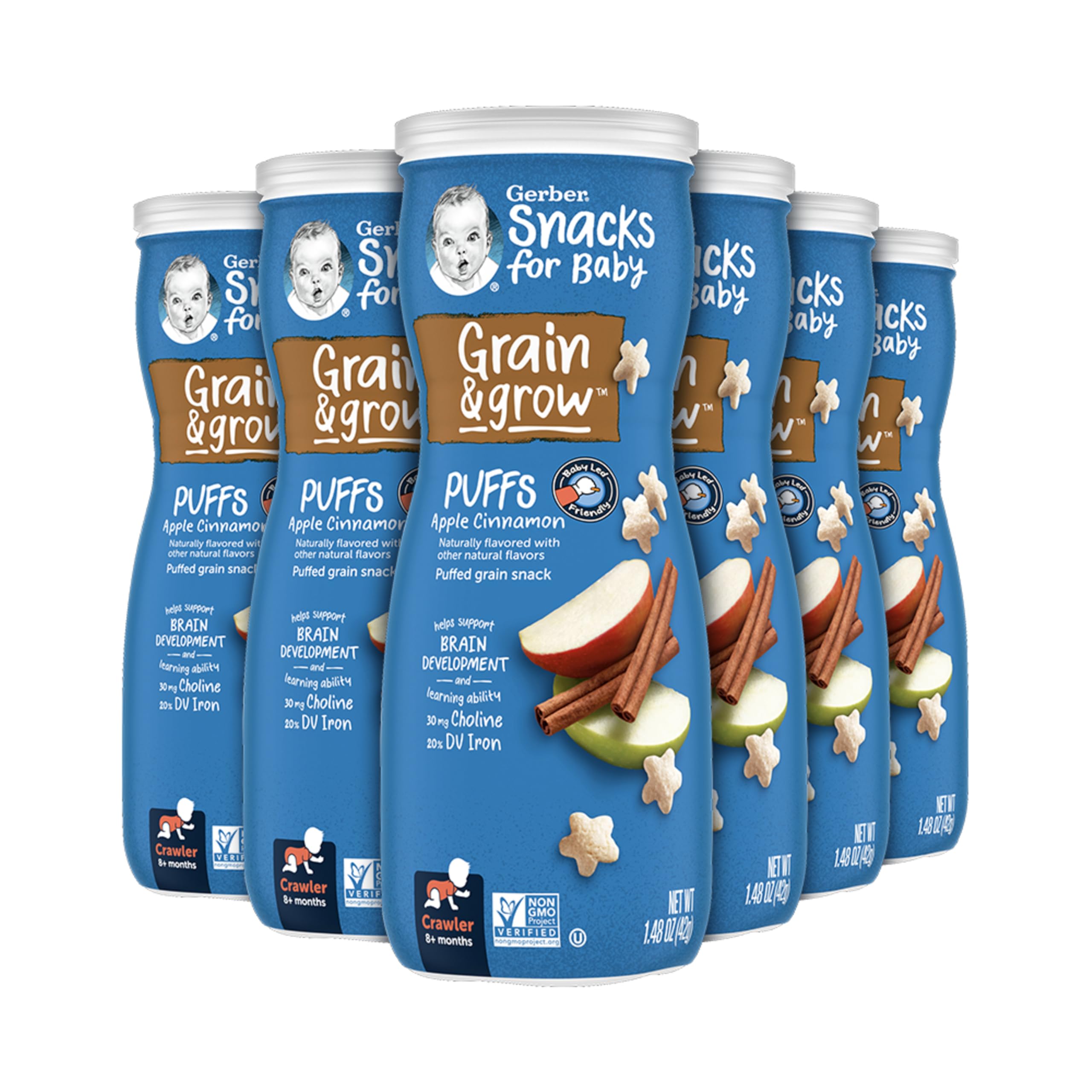 Amazon.com : Gerber Baby Snacks Puffs, Apple Cinnamon, 1.48 Ounce (Pack ...