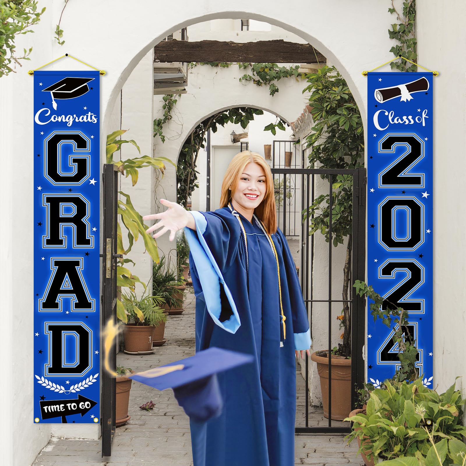 Snapklik.com : Graduation Door Banner 2024, Blue And Black Grad Door ...