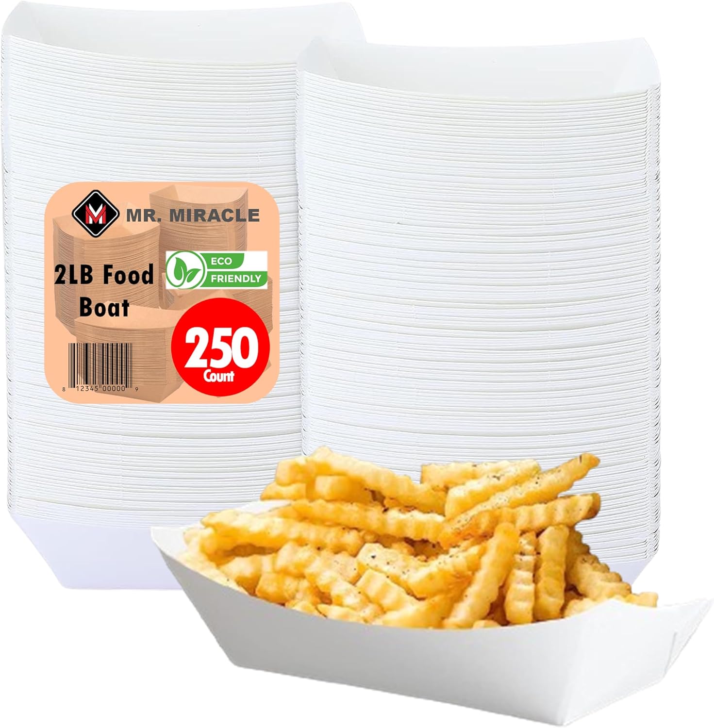 Amazon.com: Paper Food Trays, Plain White Boats. Medium (2LB). 250 Pack ...